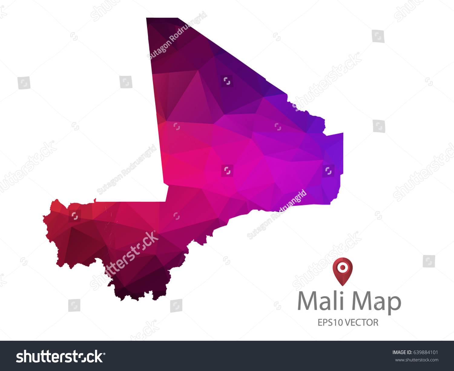 Mali Map Polygon Colorful Vector Illustrator Stock Vector (Royalty Free ...