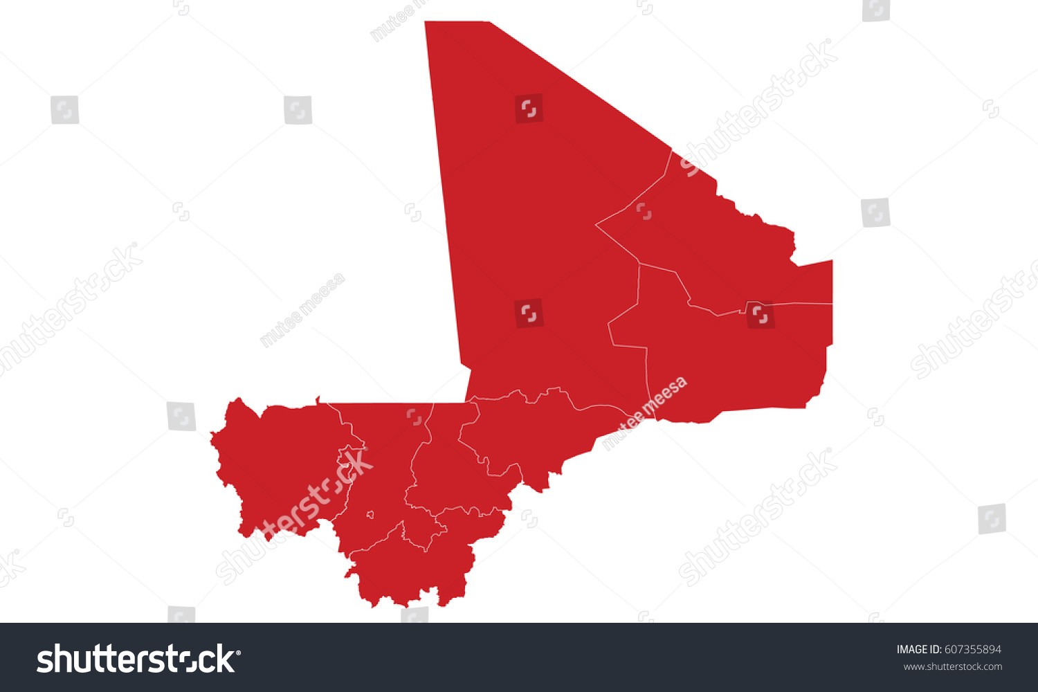 Mali Map Red Color: vector de stock (libre de regalías) 607355894 ...