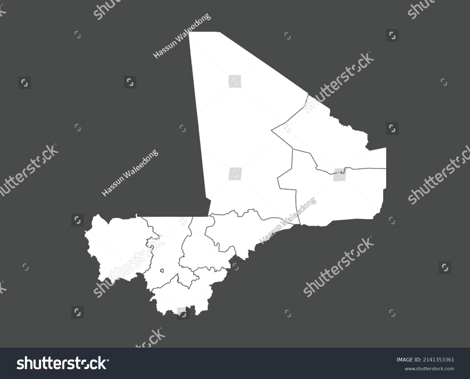 Mali Map Vector White Color Isolated Stock Vector (Royalty Free ...