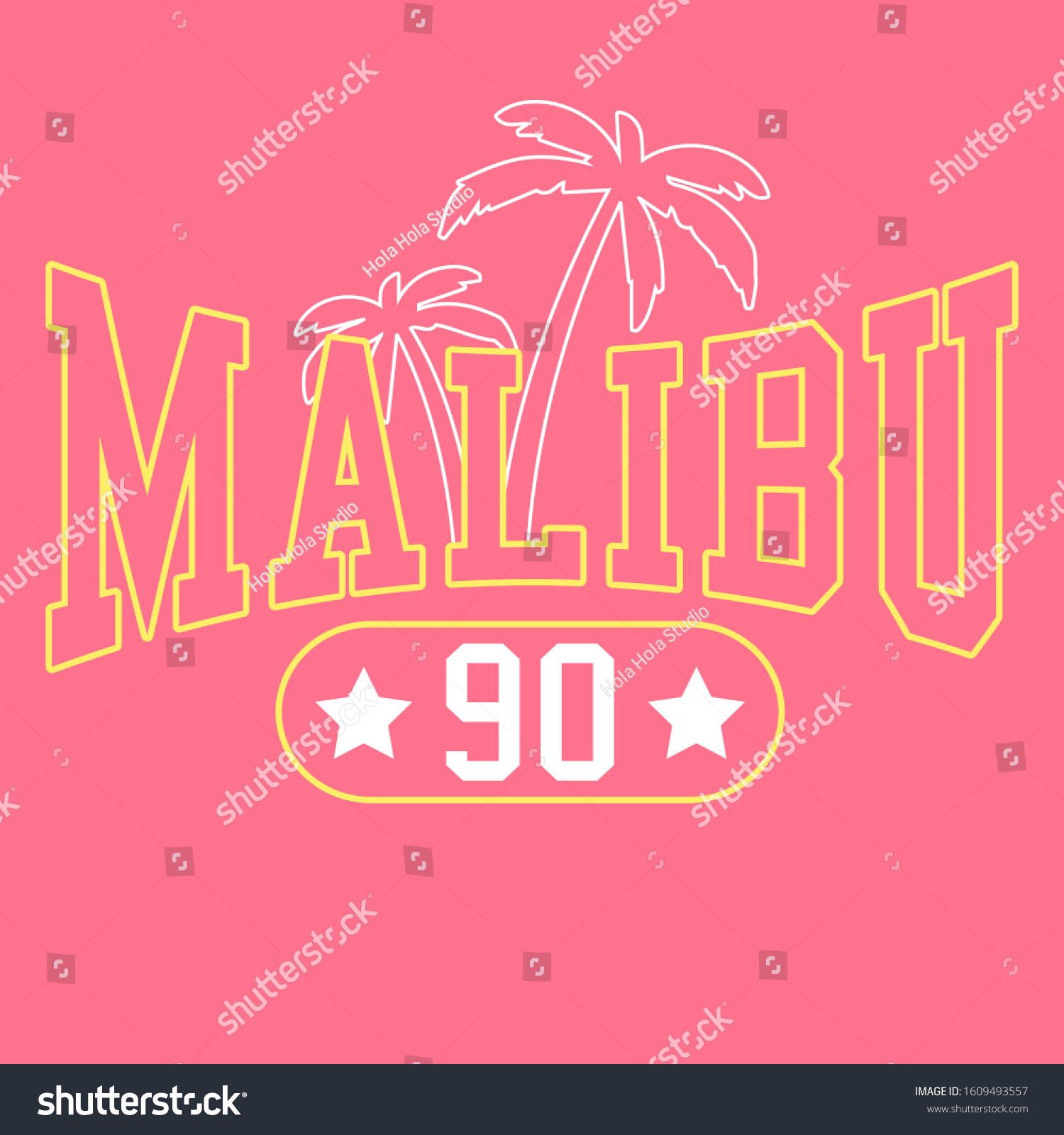 Malibu 1990 Slogan Print Vector Stock Vector (Royalty Free) 1609493557