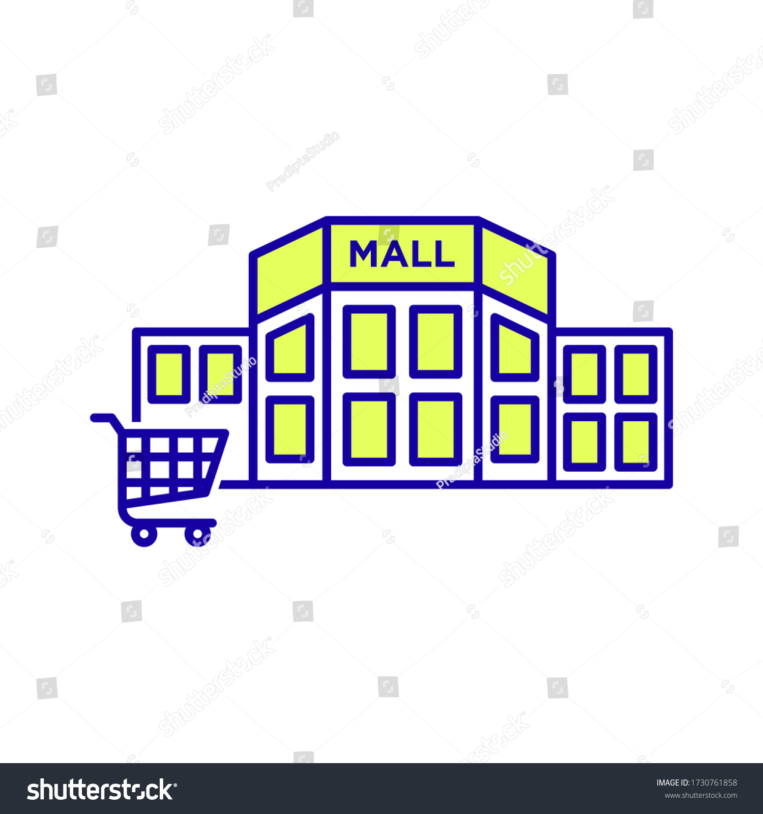 Mall Building Icon Vector On White Stock Vector (Royalty Free ...
