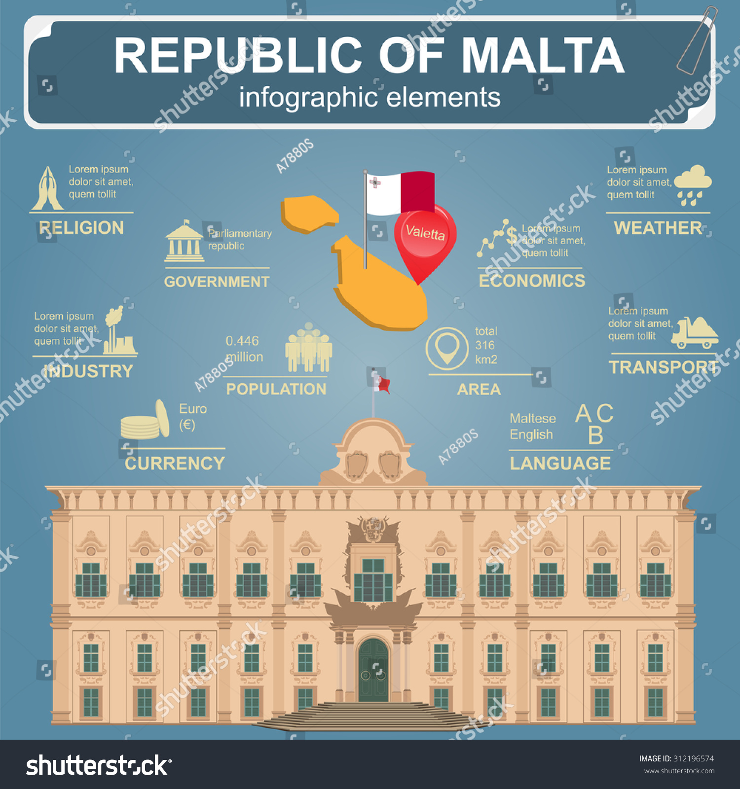 Malta Infographics Statistical Data Sights Vector Stock Vector (Royalty ...