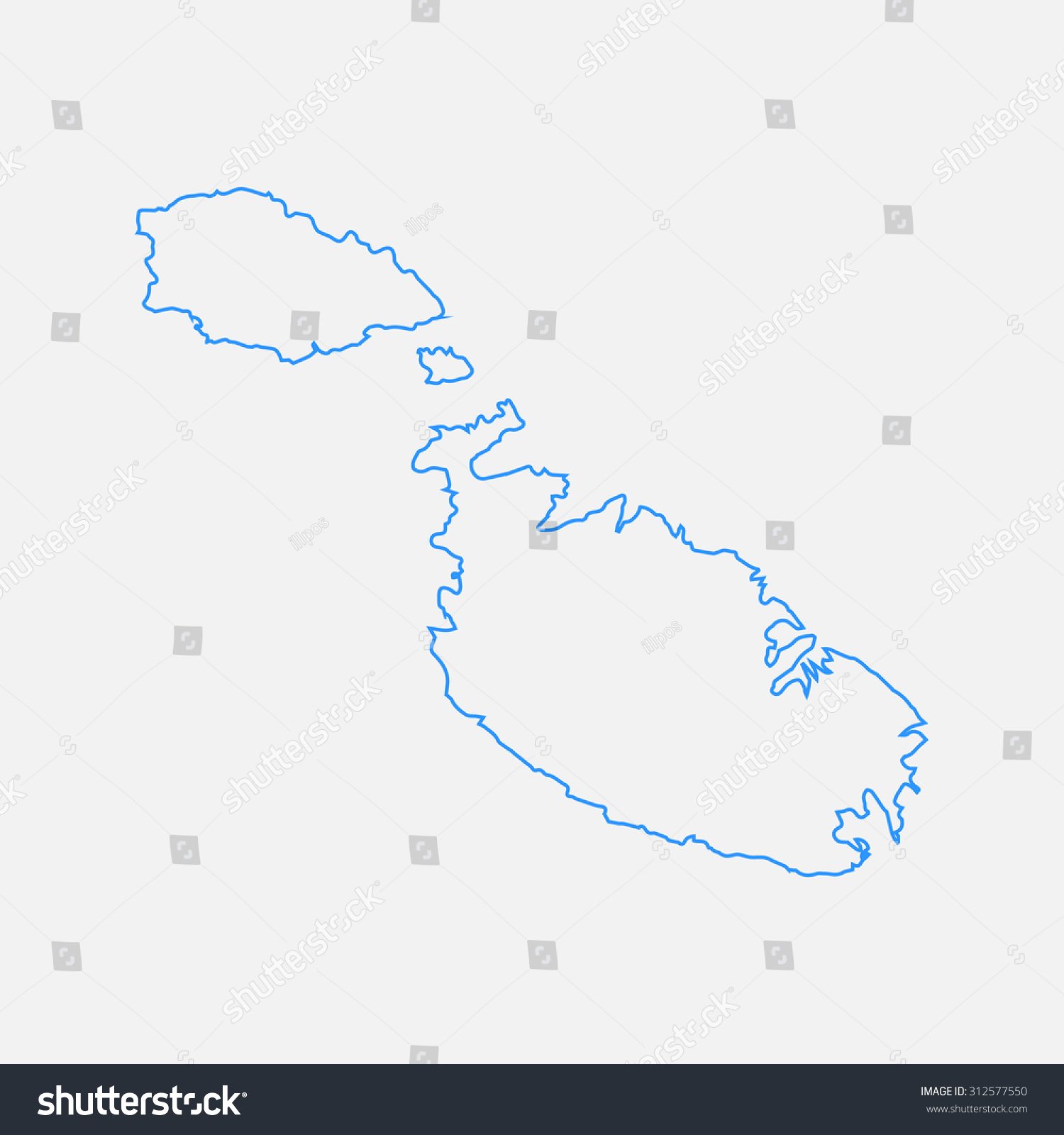 Malta Outline Map Stroke Line Style : image vectorielle de stock (libre ...