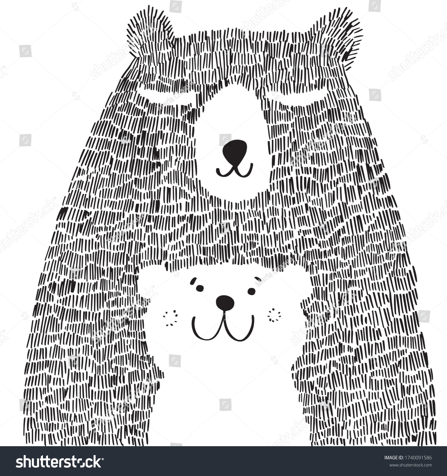 Mama Bear Vector Hand Illustration Stock Vector (Royalty Free ...