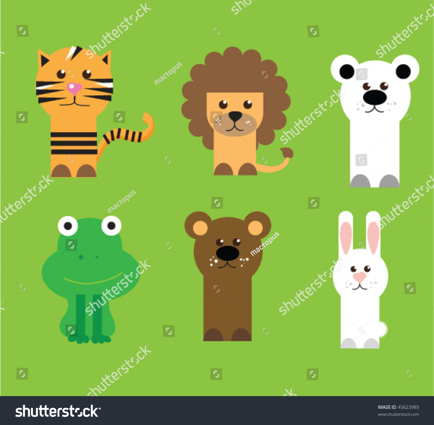 Mammal Animals Vector Set Stock Vector (Royalty Free) 45623989