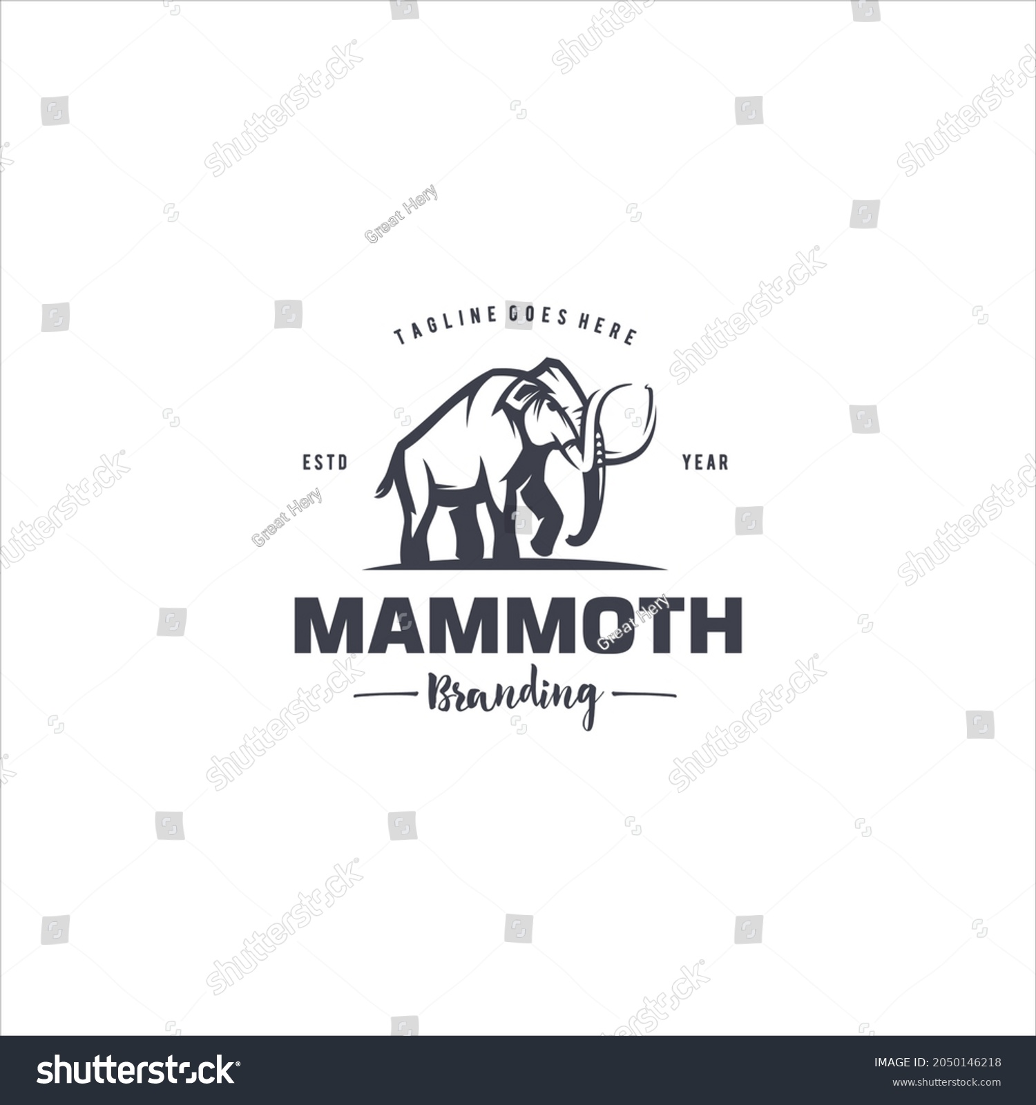 Mammoth Elephant Logo Design Vector Image Stock Vector (Royalty Free ...