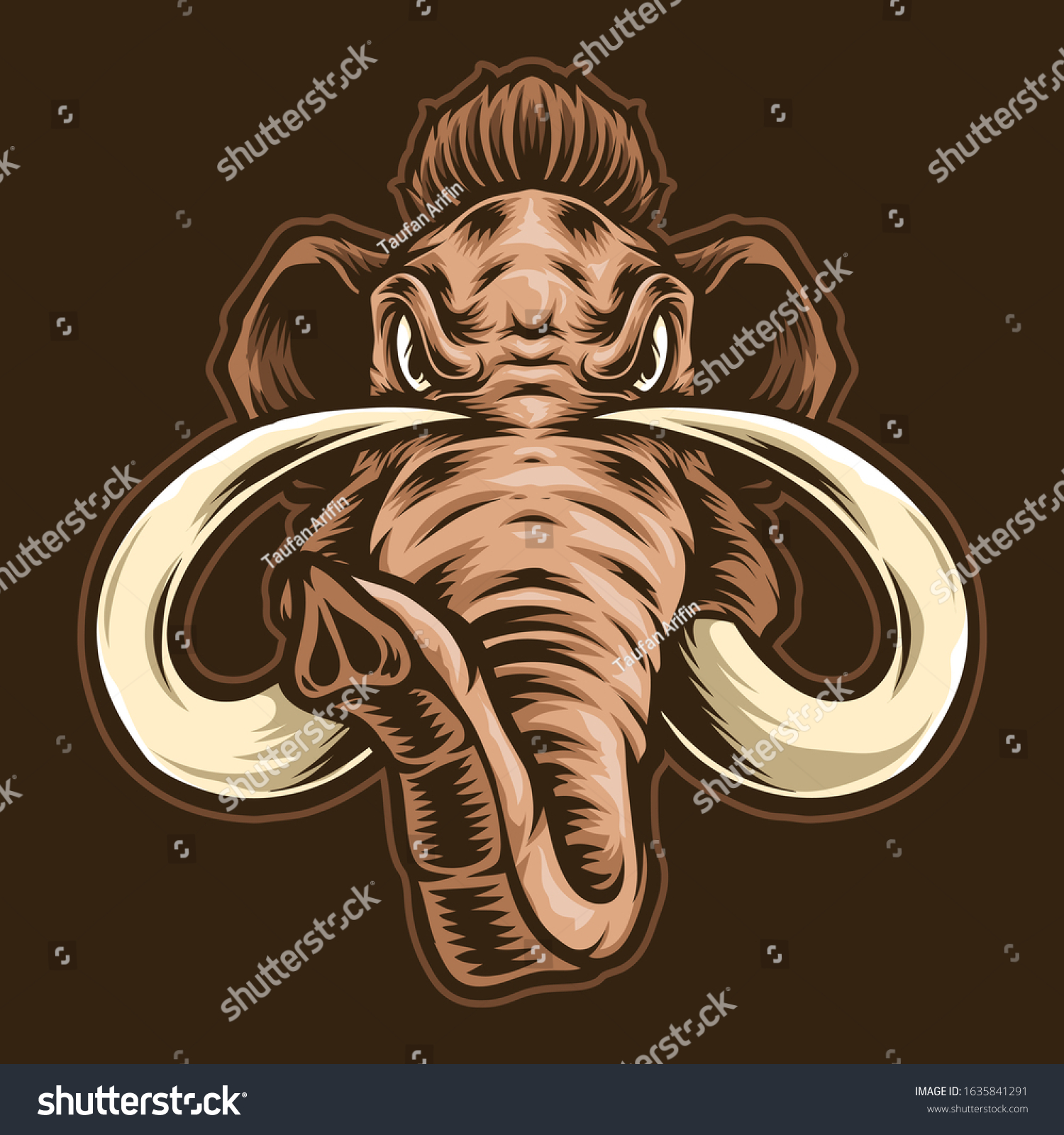 Mammoth Head Vector Logo Illustration: vector de stock (libre de ...