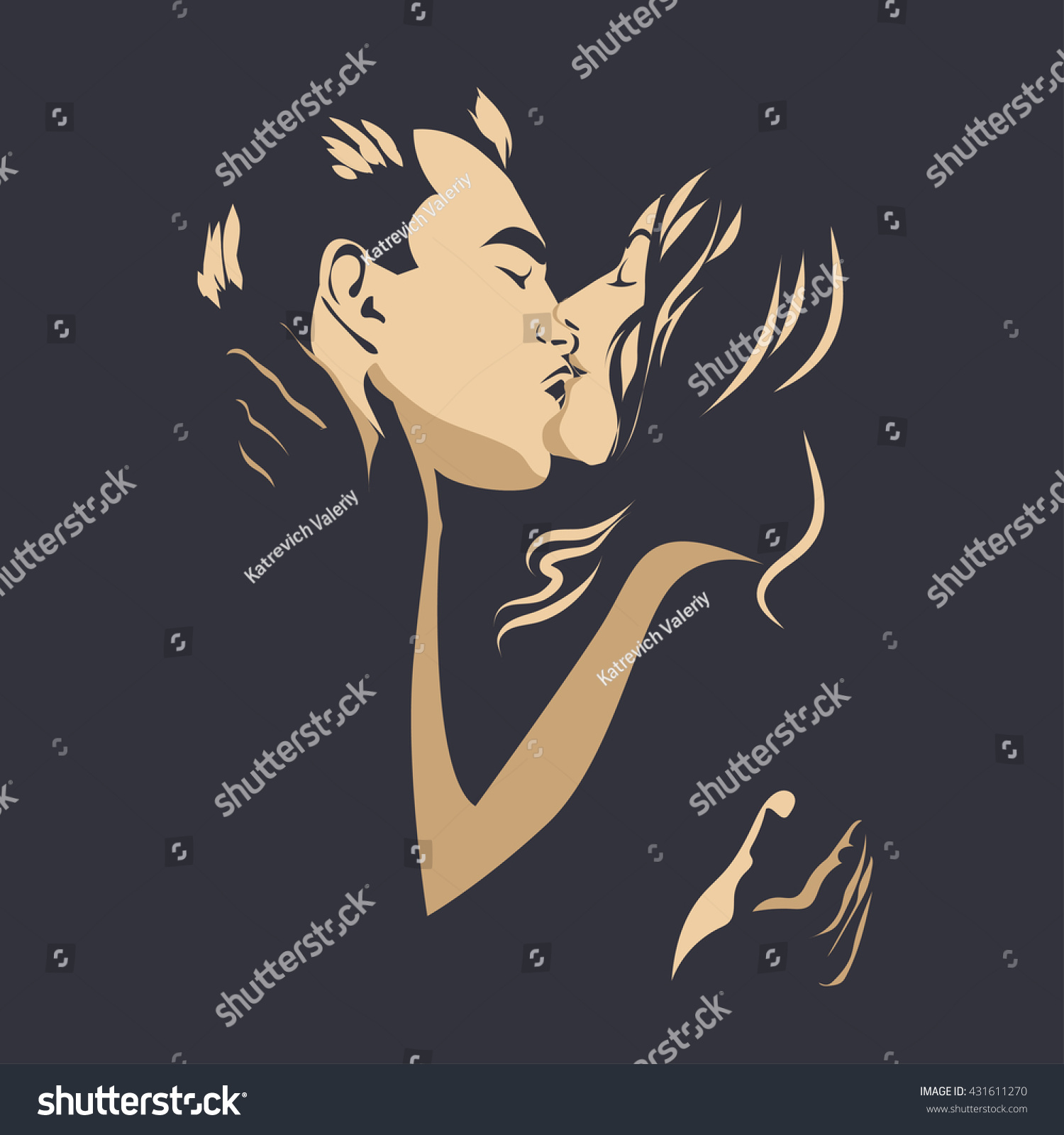 Man Woman Couple Lovers Kissing Stock Vector Royalty Free 431611270