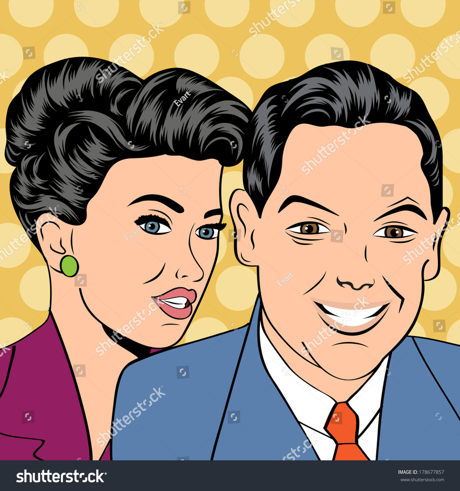 Man Woman Love Couple Pop Art เวกเตอร์สต็อก ปลอดค่าลิขสิทธิ์ 178677857