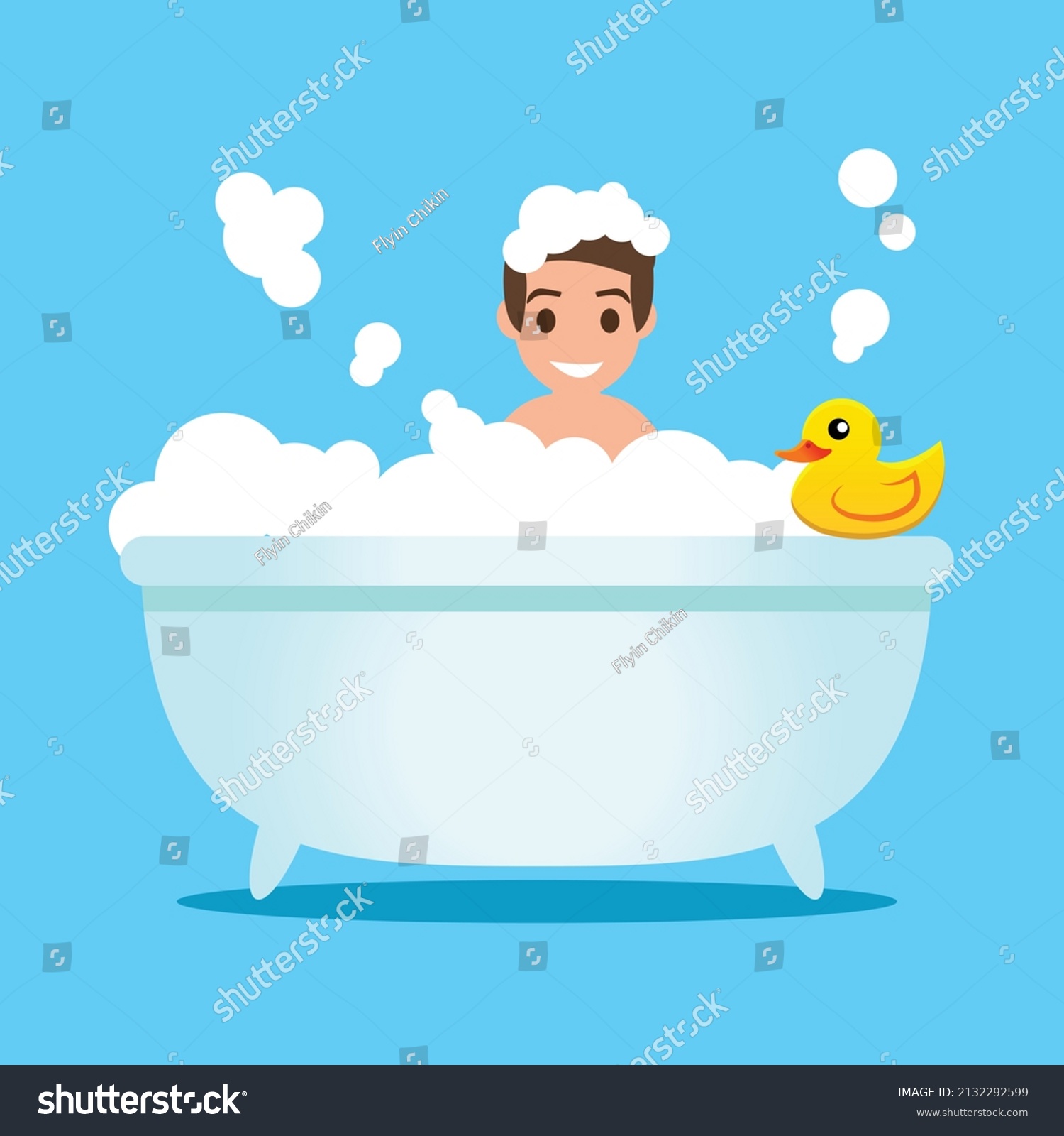 Man Bathing Vector Cartoon Illustration Stock Vector (Royalty Free ...