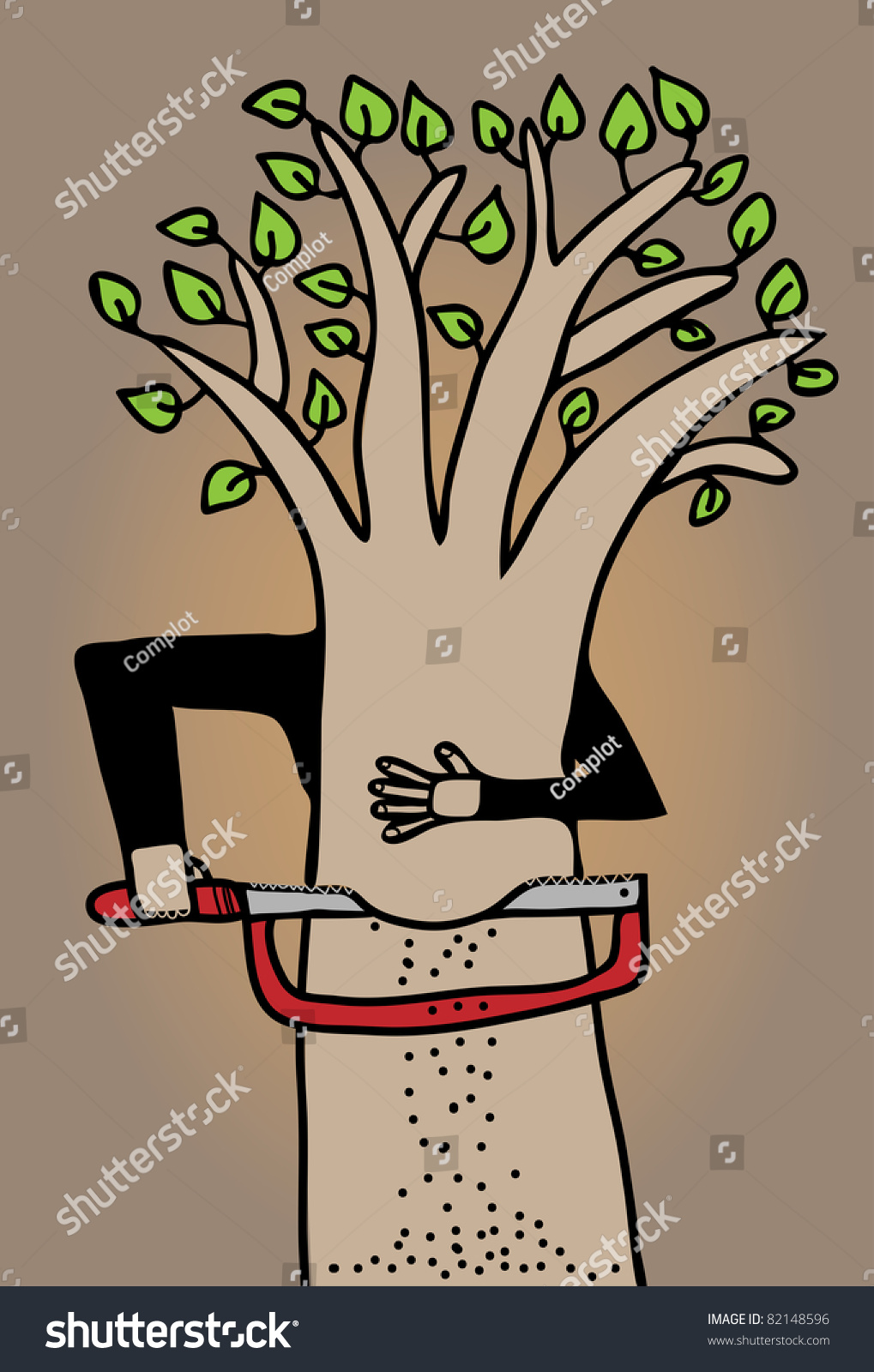 Man Behind Tree Cut Trunk Saw 스톡 벡터(로열티 프리) 82148596 | Shutterstock
