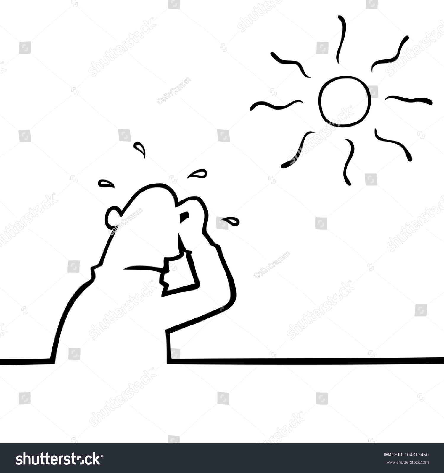 Man Beneath Hot Sun Sweating Profusely Stock Vector (Royalty Free ...
