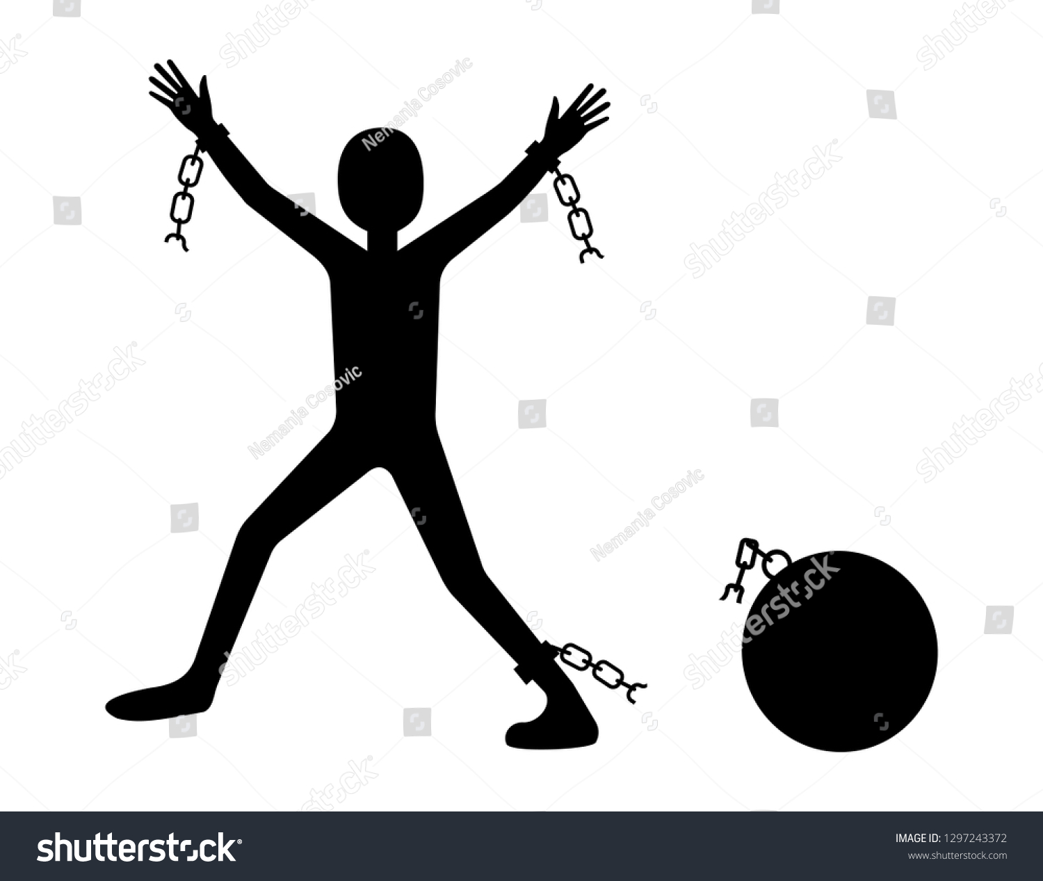 Man Breaks Chains Freedom Concept: vector de stock (libre de regalías ...