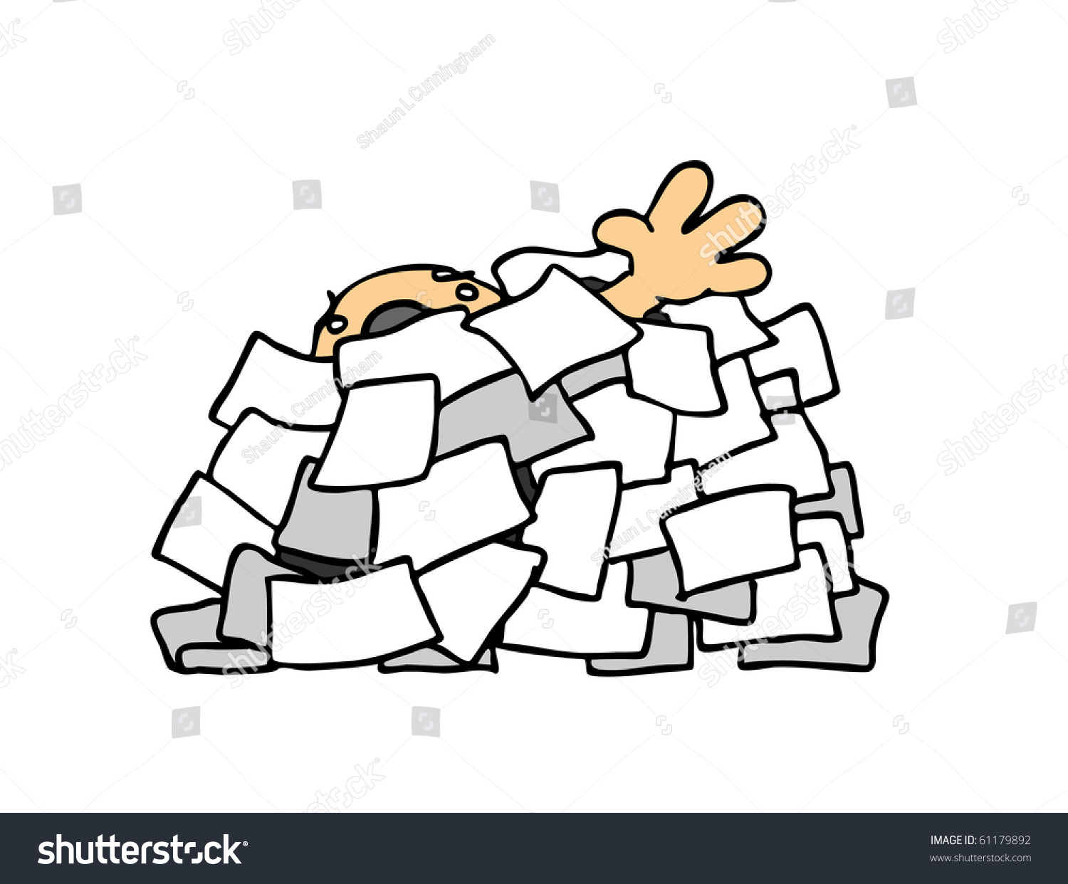Man Buried Paperwork Stock Vector 61179892 - Shutterstock
