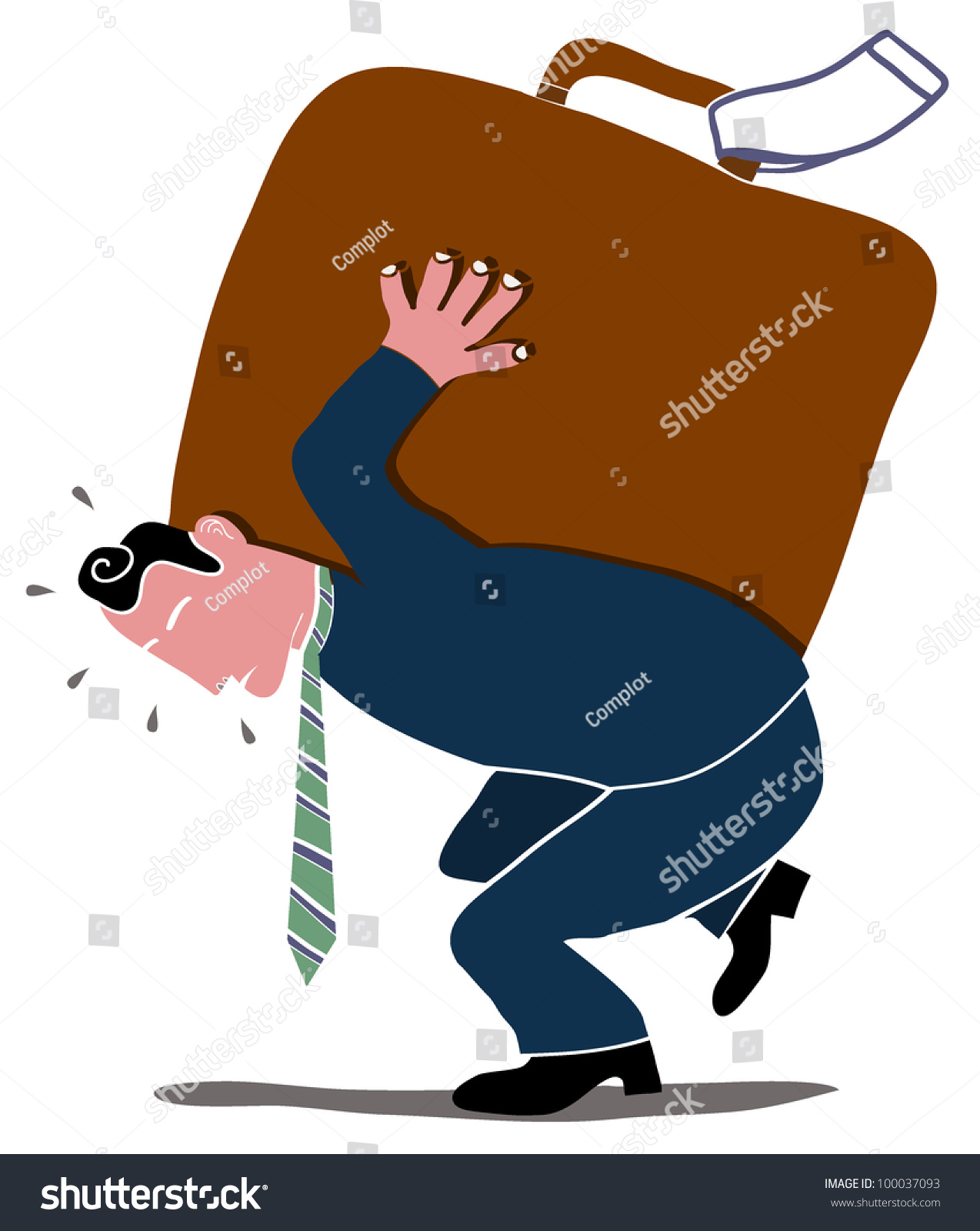 Man Carry Heavy Case Stock Vector (Royalty Free) 100037093