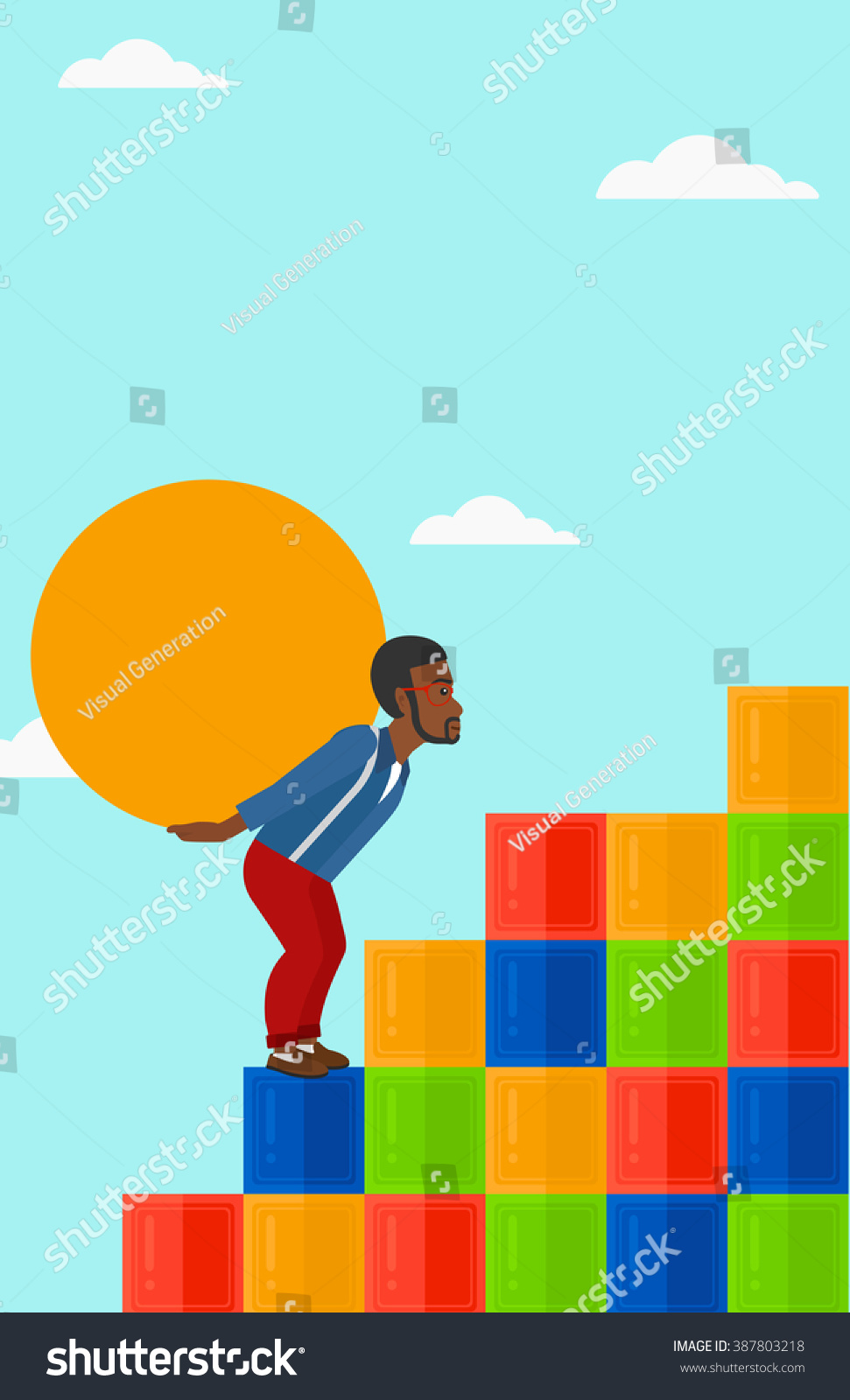 Man Carrying Stone Stock Vector (Royalty Free) 387803218