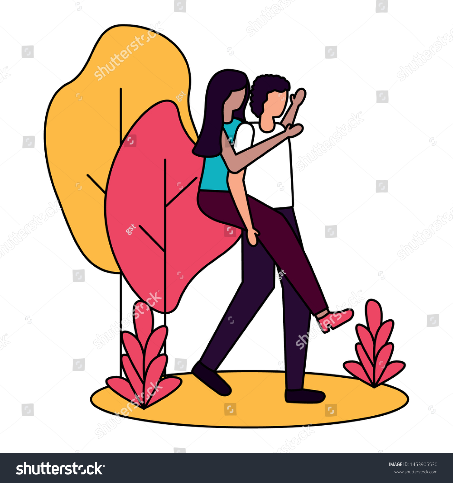 Man Carrying Woman Couple Romantic Love Stock Vector Royalty Free