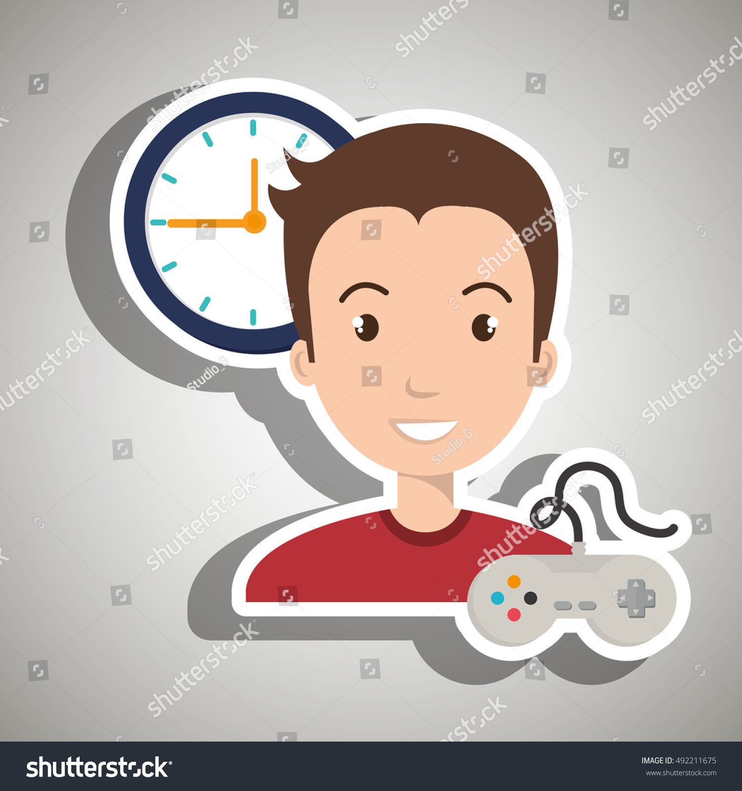 Man Cartoon Control Game Clock Stock Vector (Royalty Free) 492211675 ...
