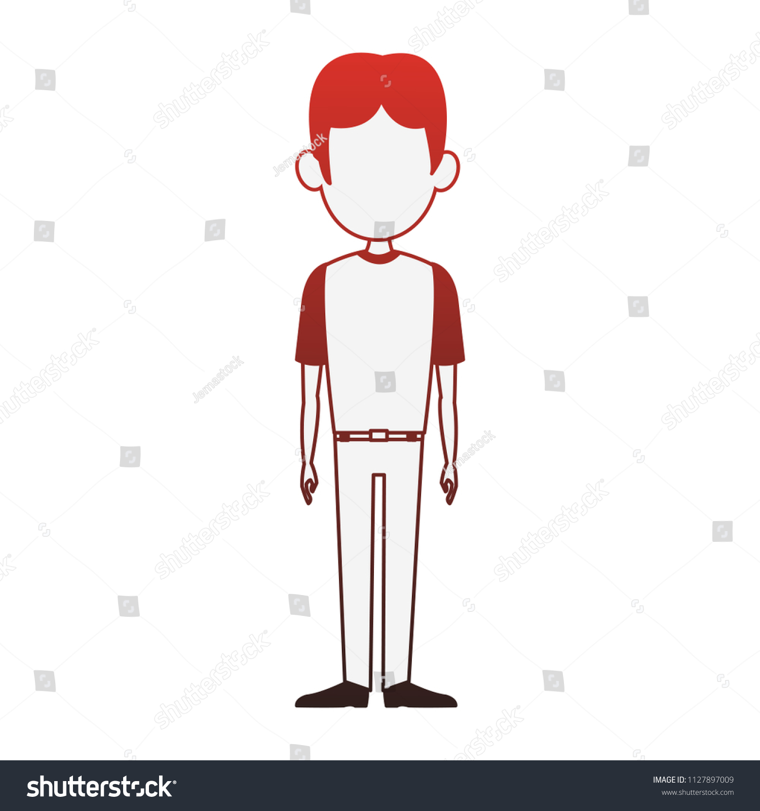 Man Cartoon Isolated Red Lines Stock Vector (Royalty Free) 1127897009 ...