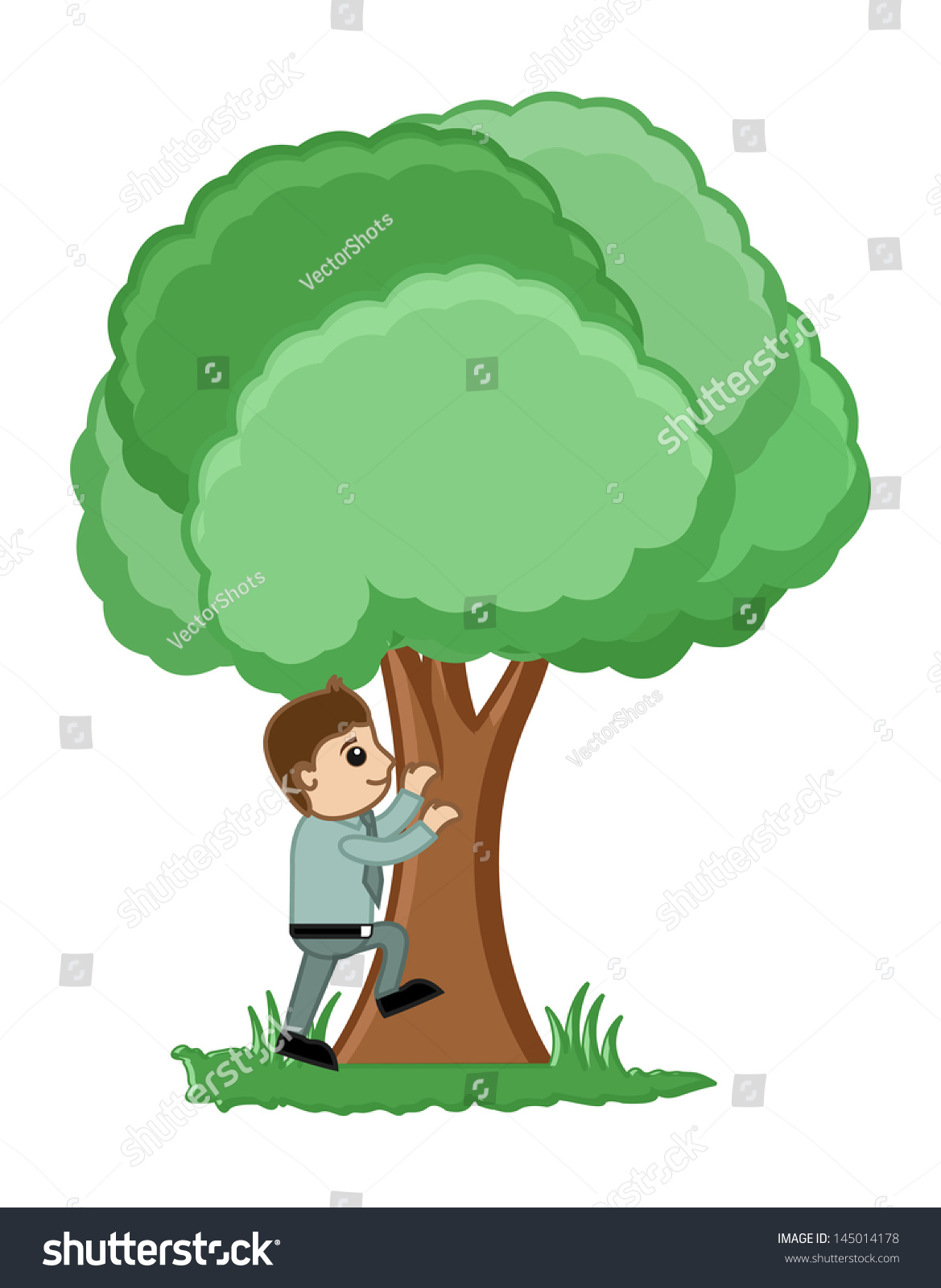 Man Climbing On Tree Vector Illustration Stock Vector (Royalty Free ...