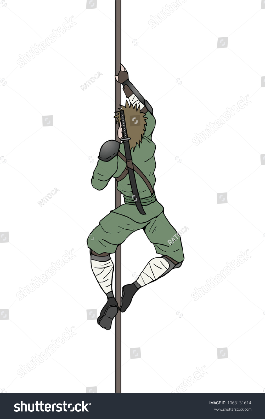 Man Climbing Rope Draw: vector de stock (libre de regalías) 1063131614 ...