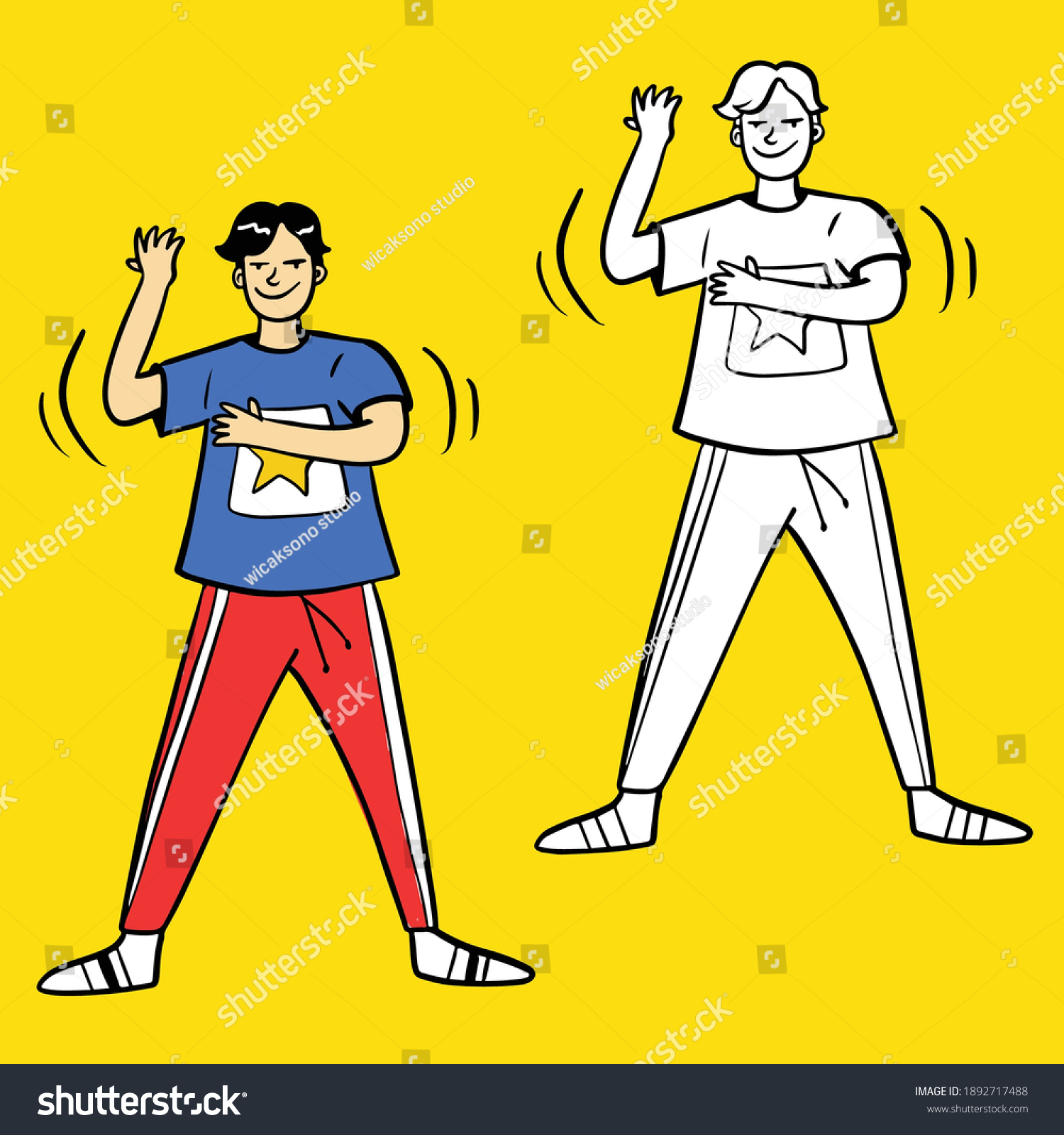 Man Dance Pose Cartoon Doodle Drawing Stock Vector (Royalty Free ...