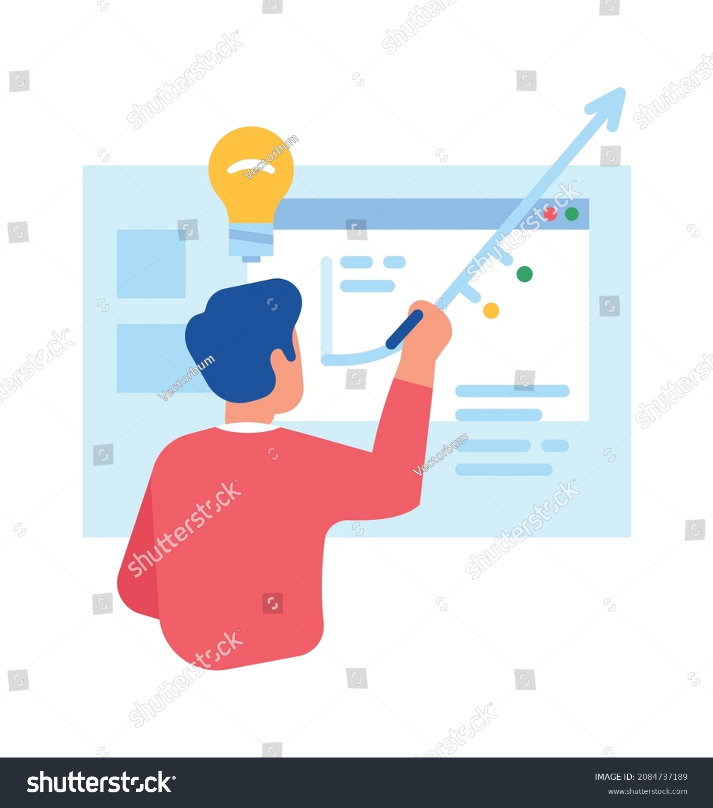 Man Develop Successful Strategy Guy Brainstorming Stock Vector (Royalty ...