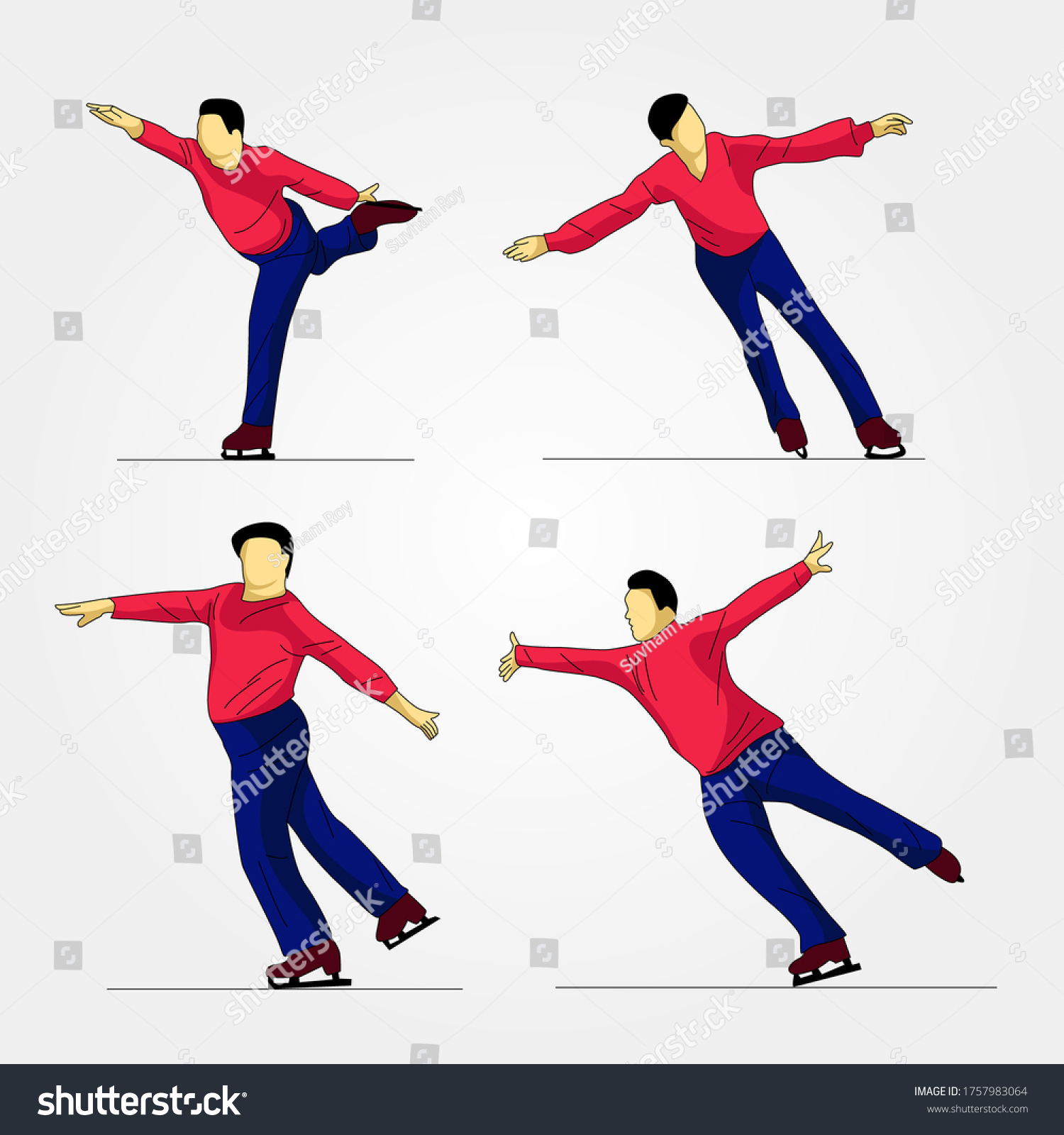 Man Doing Different Skating Poses Vector Stock Vector (Royalty Free ...