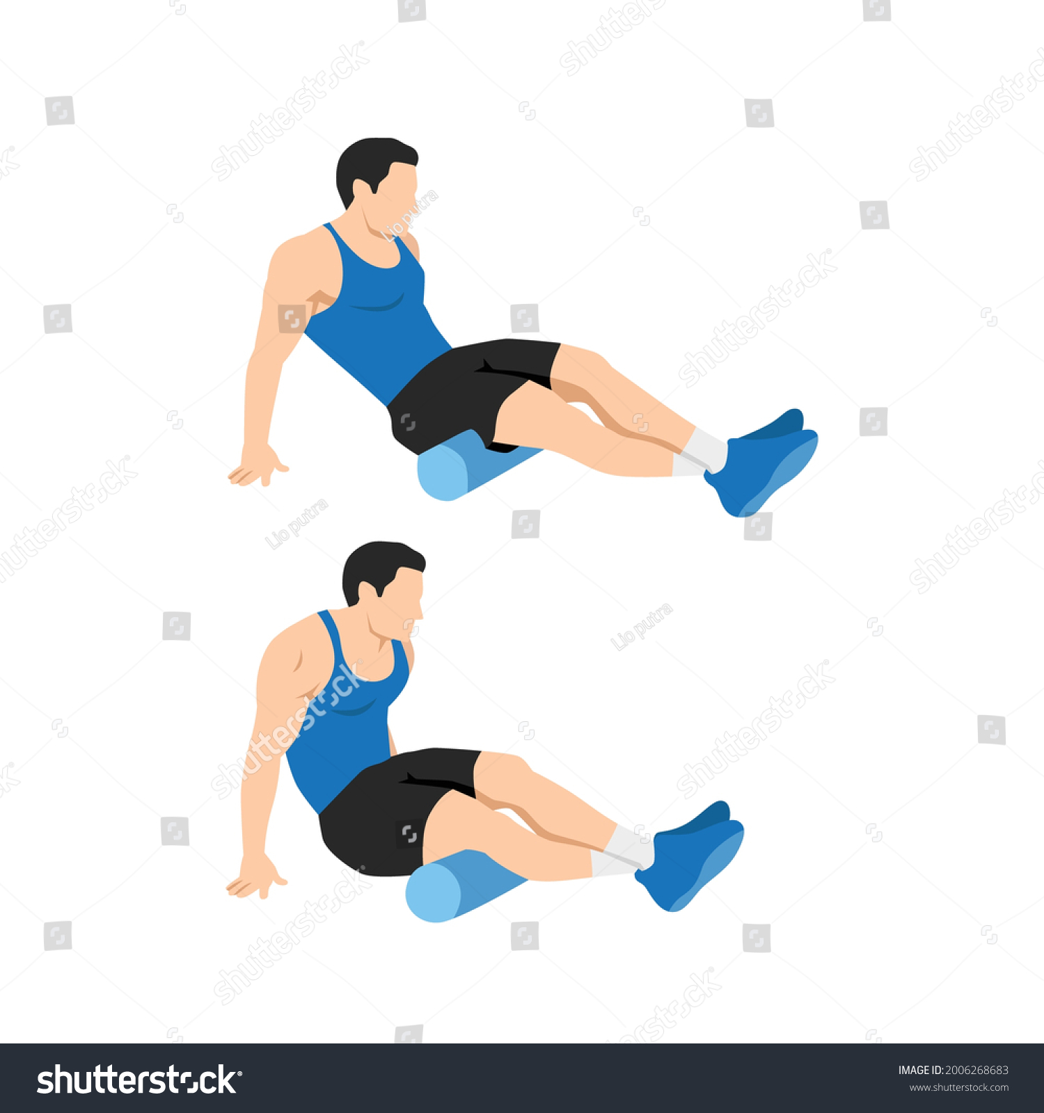 Man Doing Foam Roller Hamstring Stretch Stock Vector (Royalty Free ...