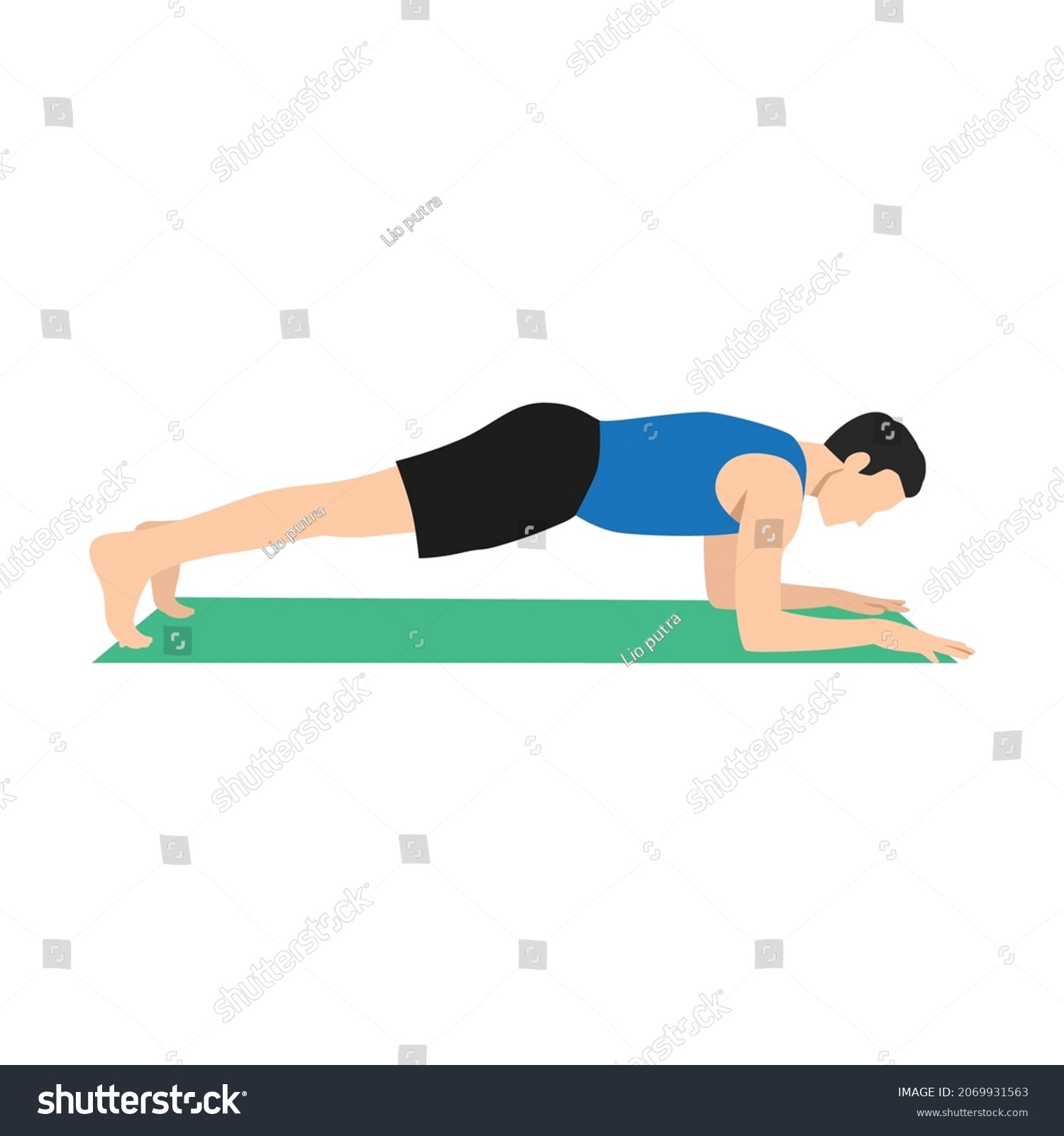 Man Doing Forearm Plank Exercise Flat Stock Vector (Royalty Free ...