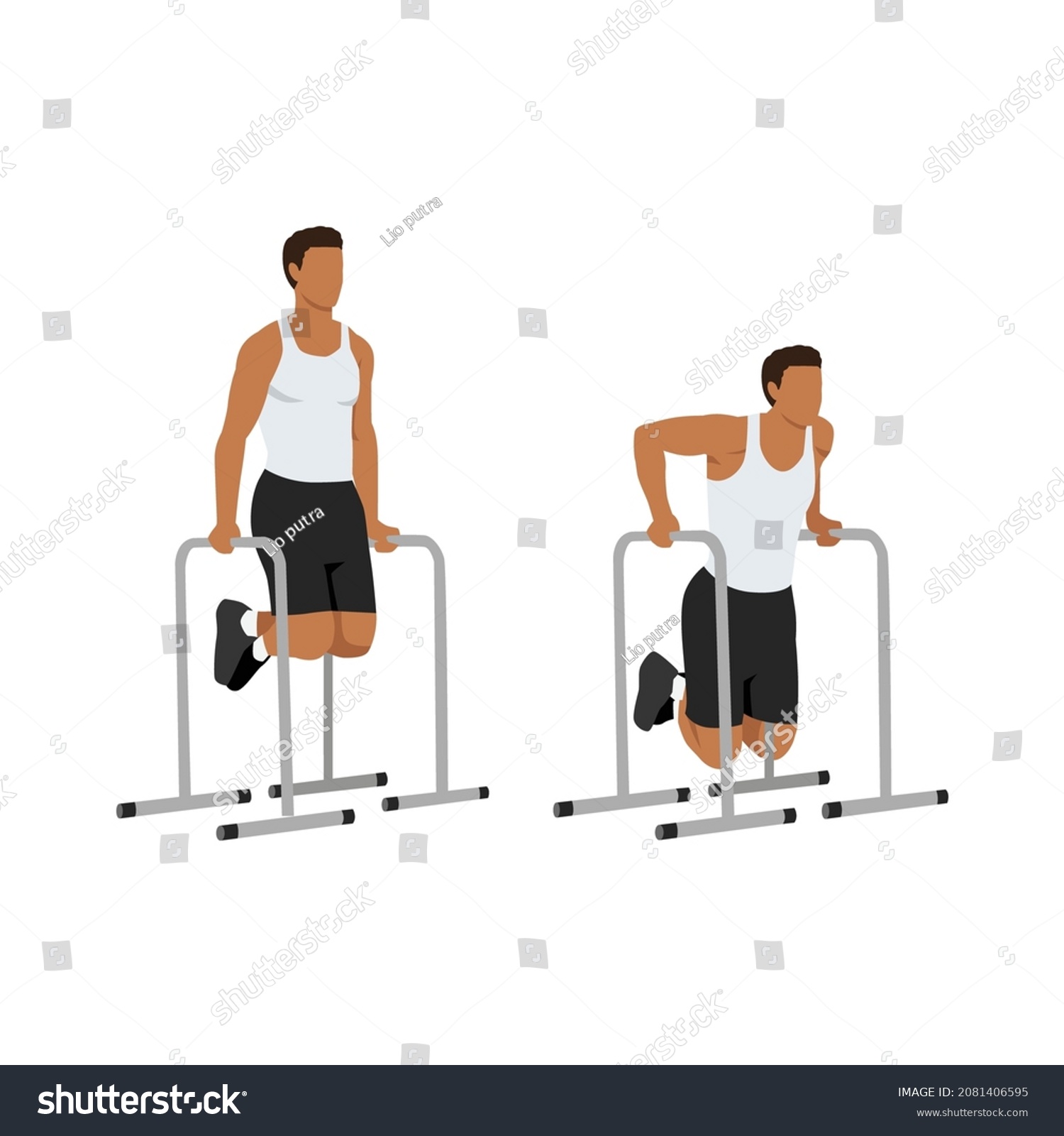 Man Doing Master Tricep Dip Exercise Stock Vector (Royalty Free ...