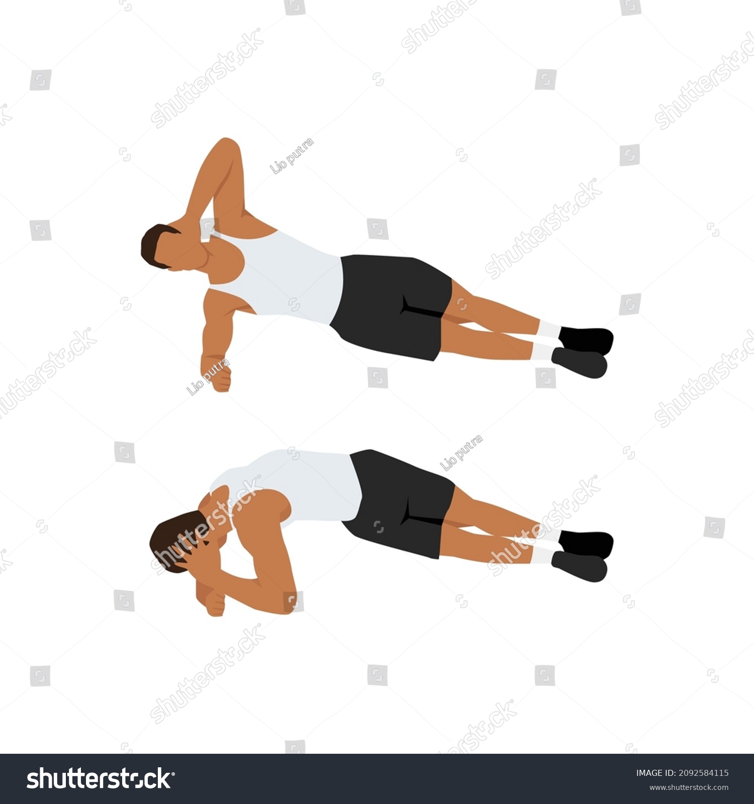 Man Doing Side Plank Rotation Exercise Stock Vector (Royalty Free ... Man Doing Side Plank Rotation Exercise Stock Vector (Royalty Free ...