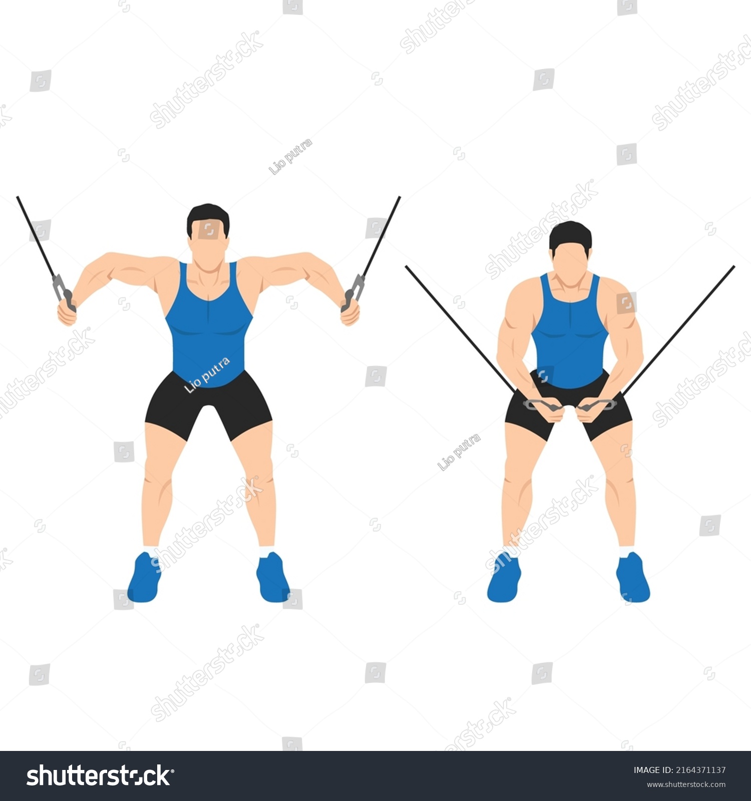 Man Doing Standing Cable Crossover Cable Stock Vector (Royalty Free ...