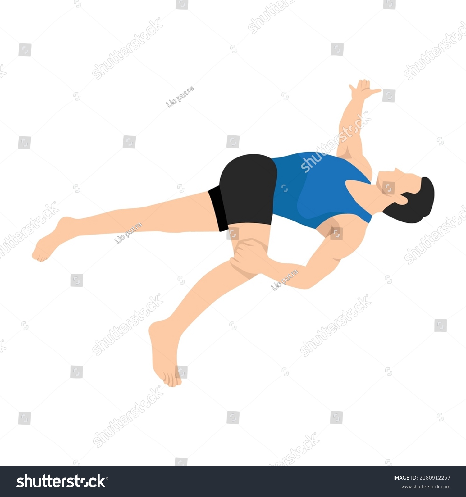 Man Doing Supta Matsyendrasana Supine Spinal Stock Vector (Royalty Free ...