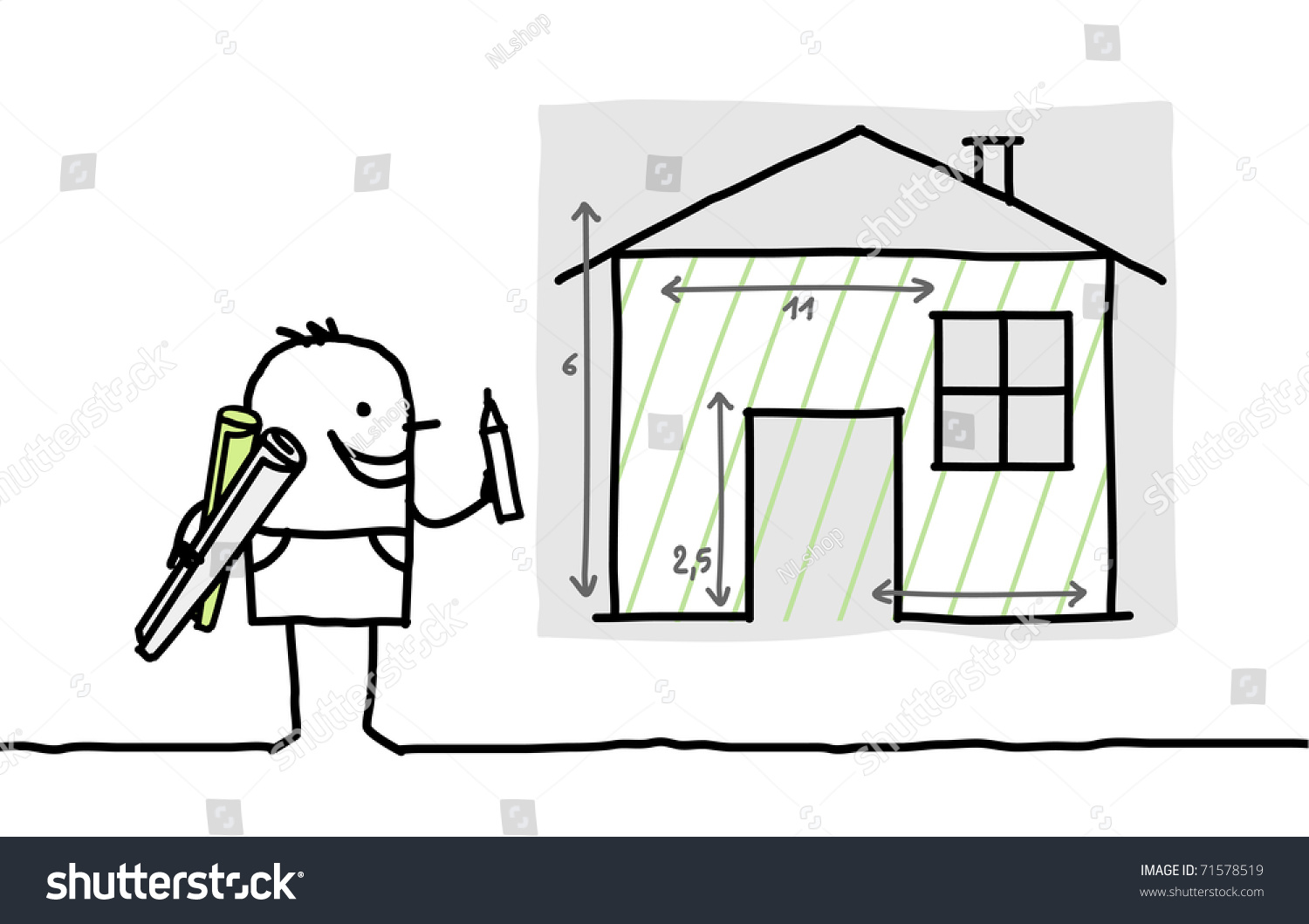 Man Drawing House Plan: เวกเตอร์สต็อก (ปลอดค่าลิขสิทธิ์) 71578519 ...
