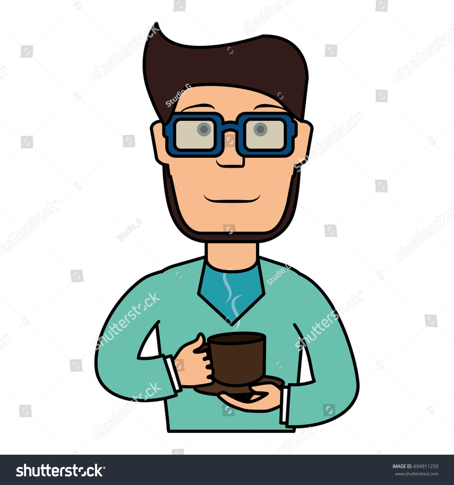 Man Drinking Coffee Avatar 스톡 벡터(로열티 프리) 694911250 | Shutterstock