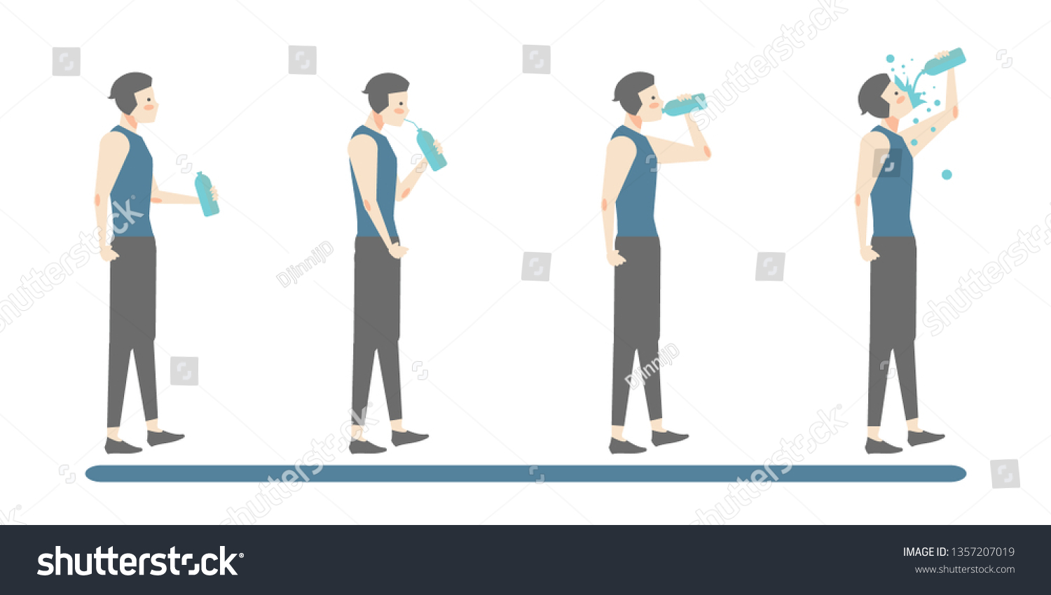 Man Drinking Water Lifestyle Vector Stock Vector (Royalty Free) 1357207019