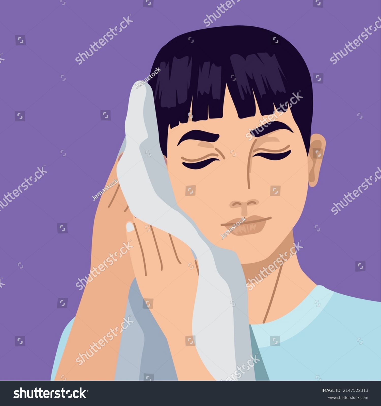 Man Drying His Face Character Scene Stock Vector (Royalty Free ...