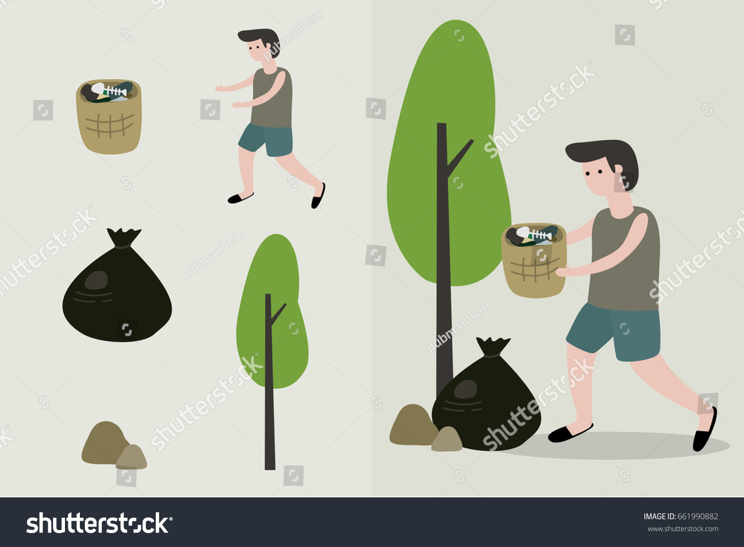 Man Dump Garbage Illustration Recycle Concept Stock Vector (Royalty ...