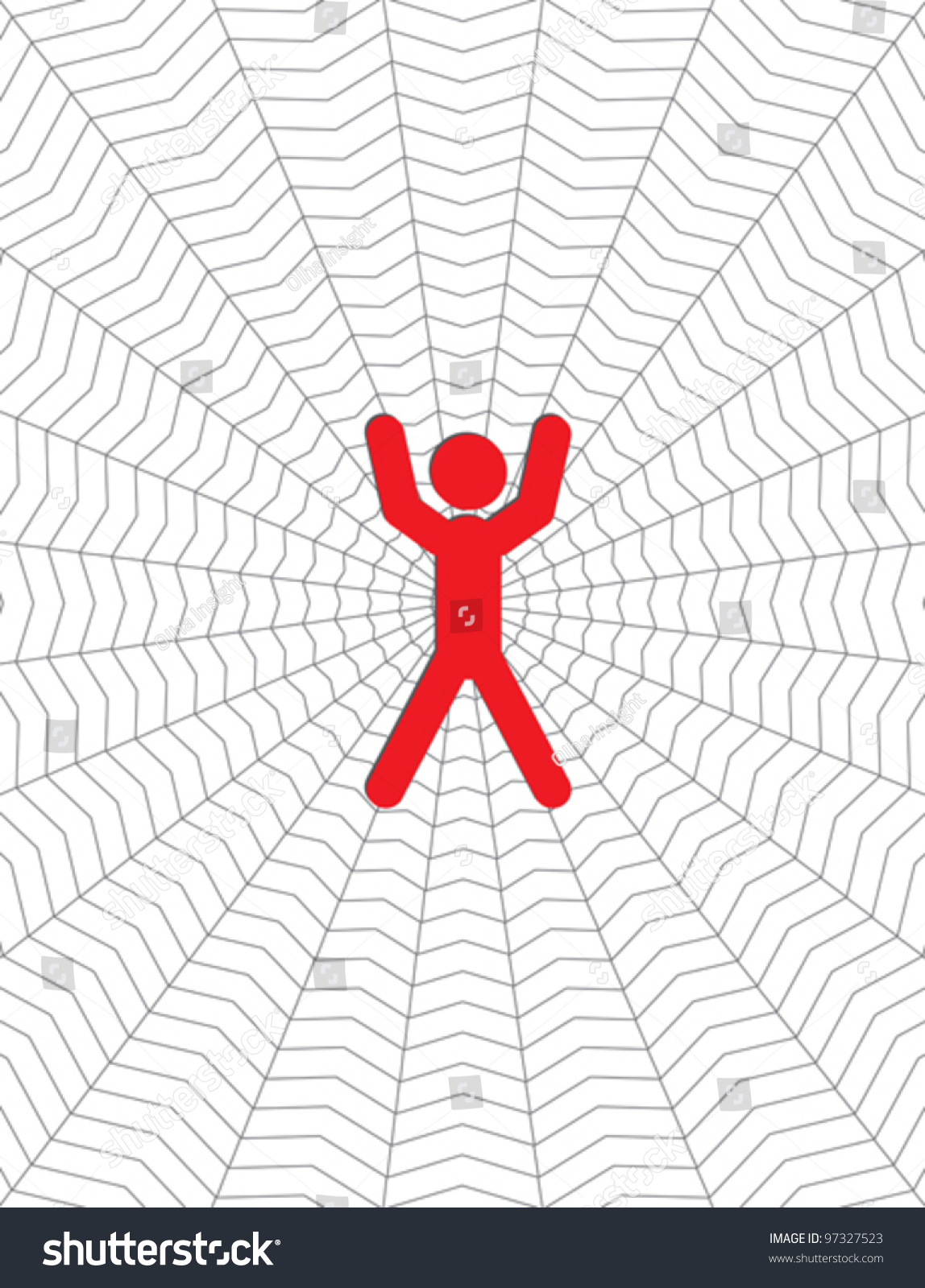 Man Entangled Cobweb Vector Illustration Stock Vector (Royalty Free ...
