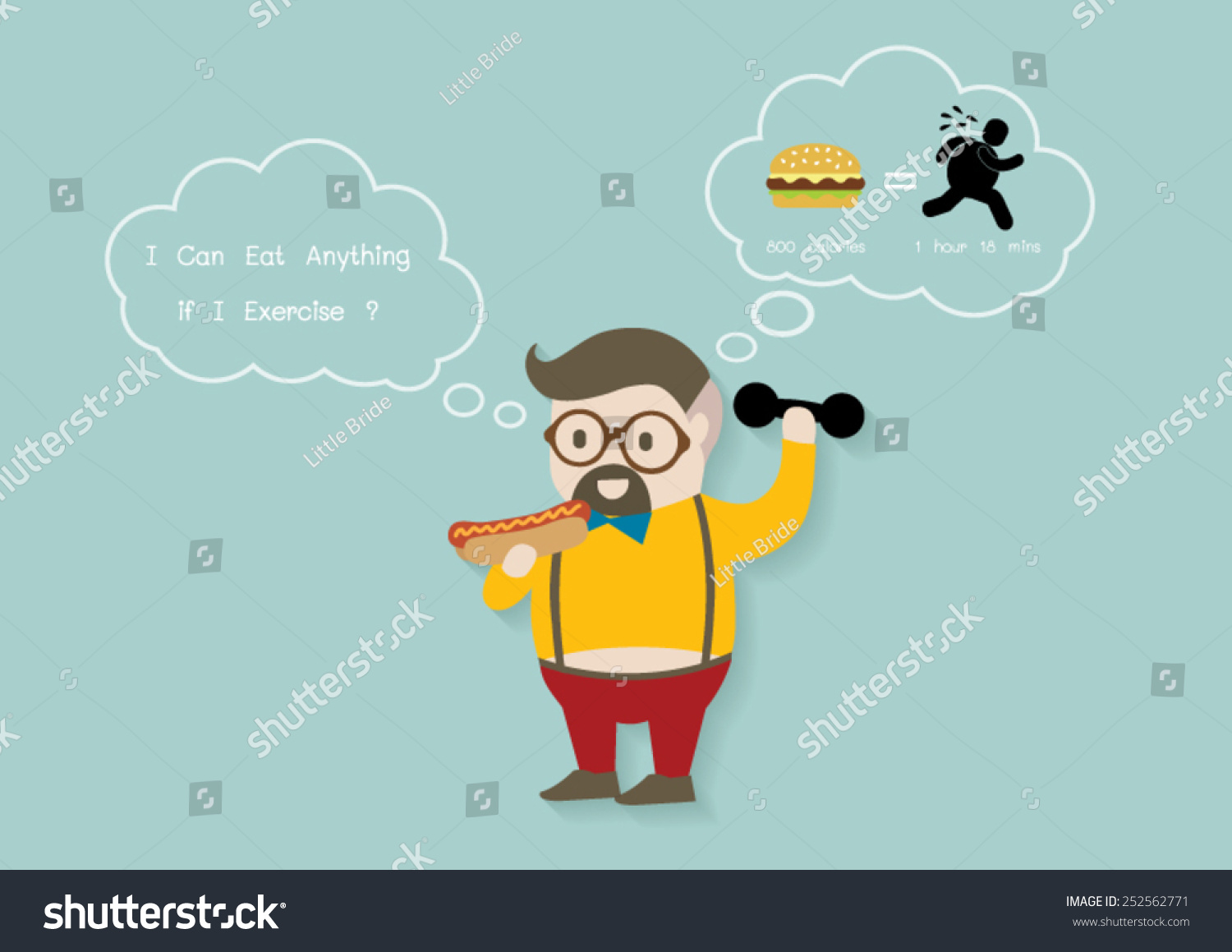 Man Exercise Think Vector Cartoon Stock Vector (Royalty Free) 252562771