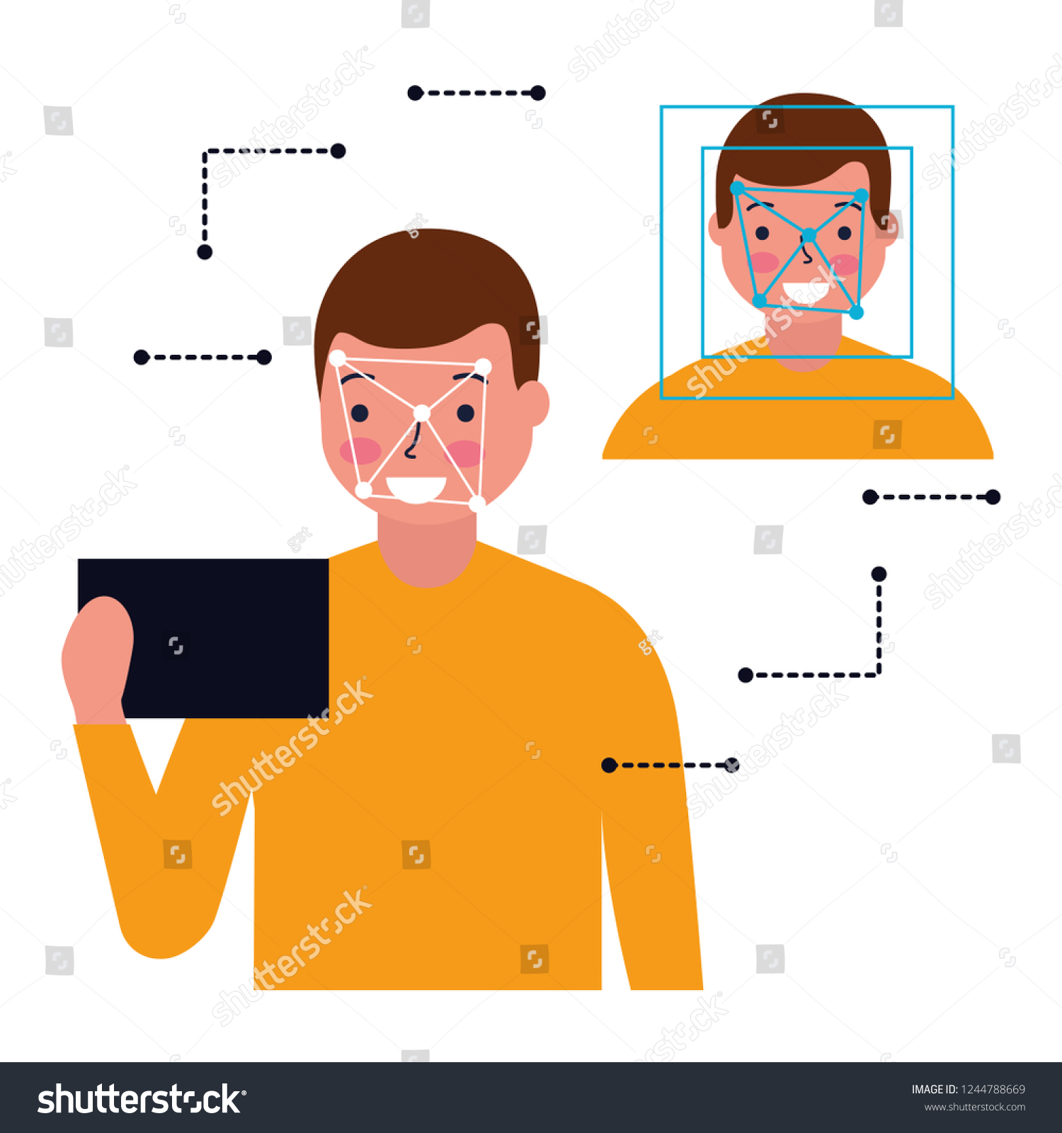 Man Face Scan Biometric Digital Technology Stock Vector (Royalty Free ...