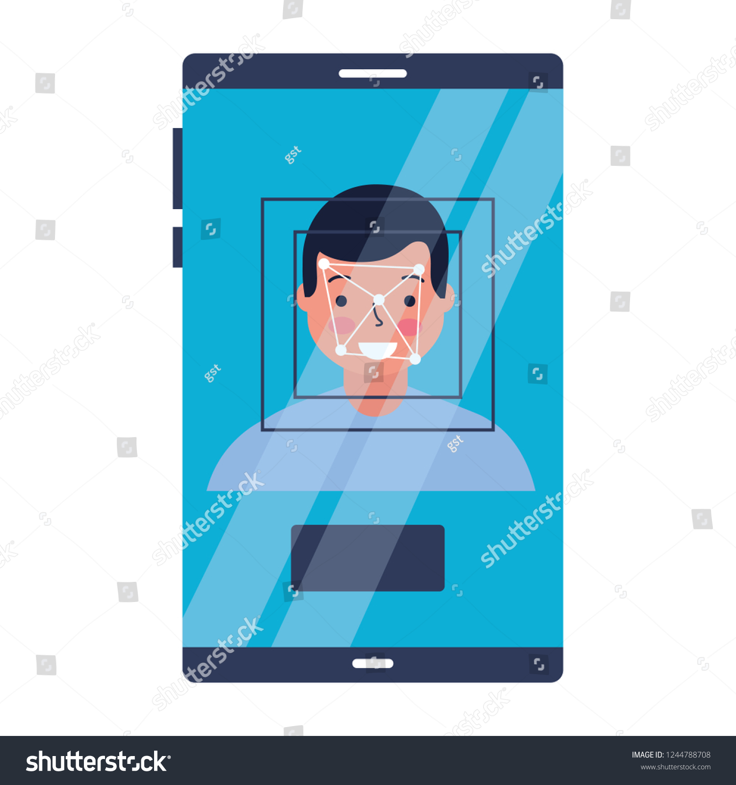 Man Face Scan Biometric Digital Technology Stock Vector (Royalty Free ...