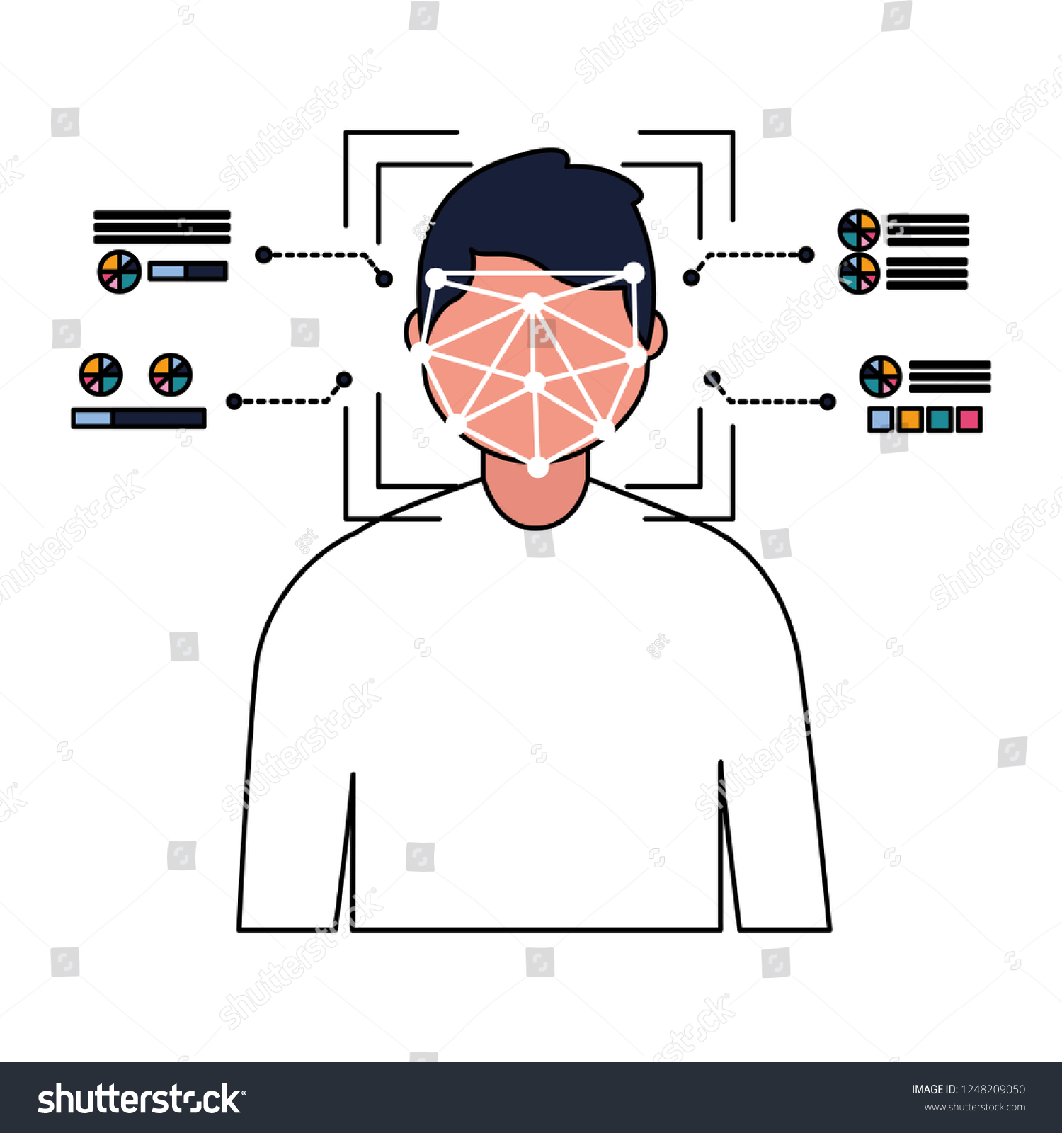 Man Face Scan Biometric Digital Technology Stock Vector (Royalty Free ...