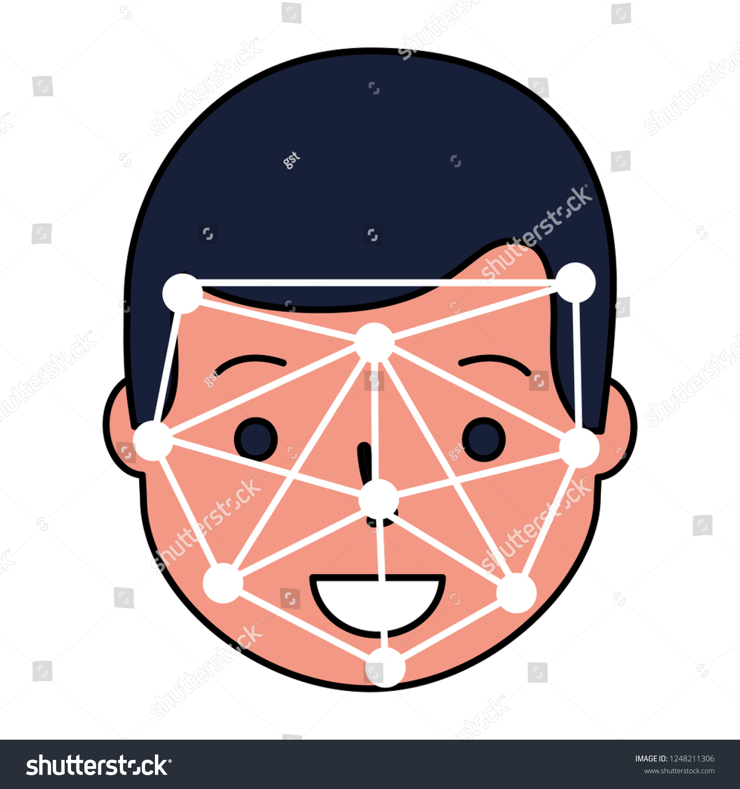 Man Face Scan Biometric Digital Technology Stock Vector (Royalty Free ...