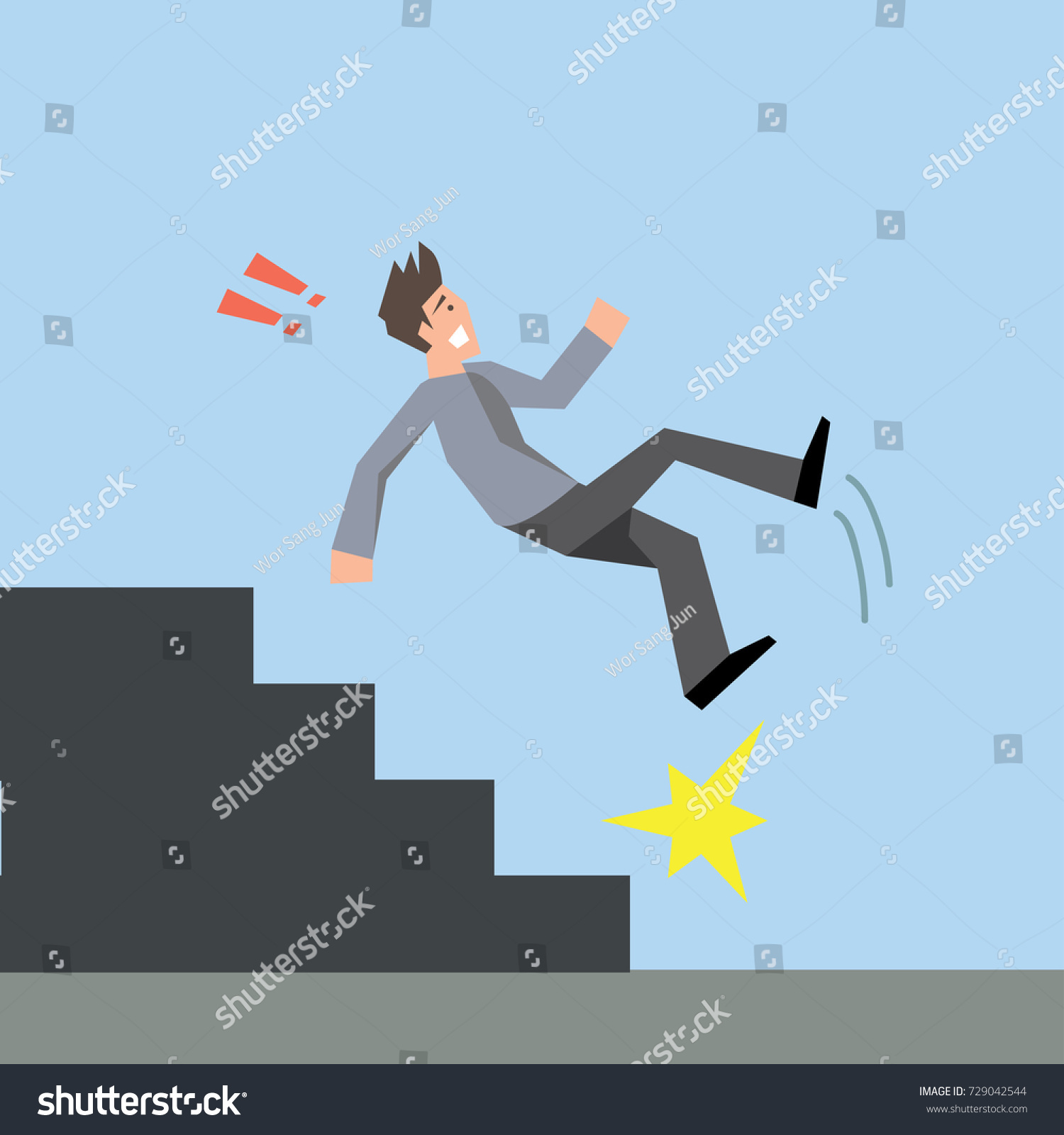 Man Falling Down Stairsvector Cartoon 库存矢量图（免版税）729042544 | Shutterstock
