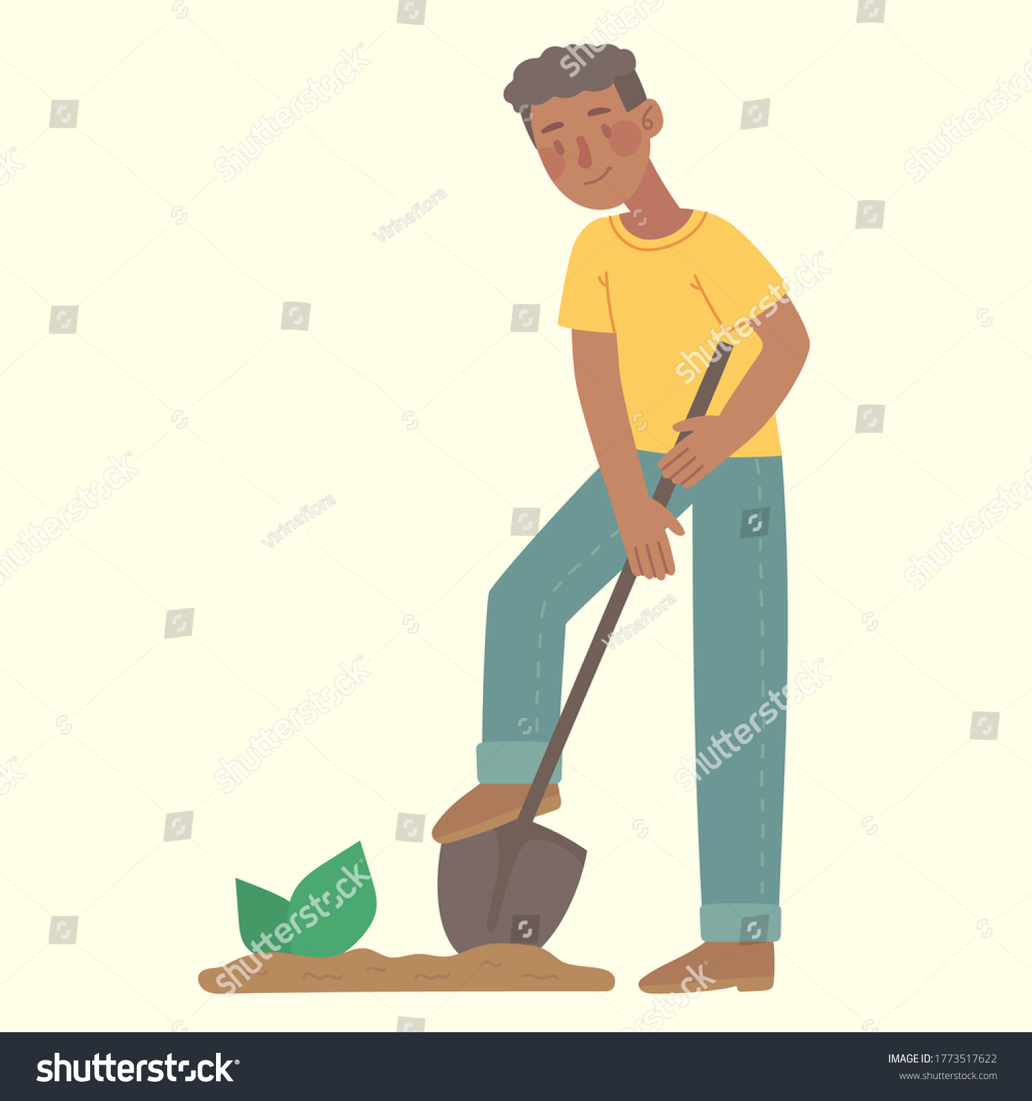Man Farmer Gardener Farmer Digging Vector: vetor stock (livre de ... Man Farmer Gardener Farmer Digging Vector: vetor stock (livre de ...