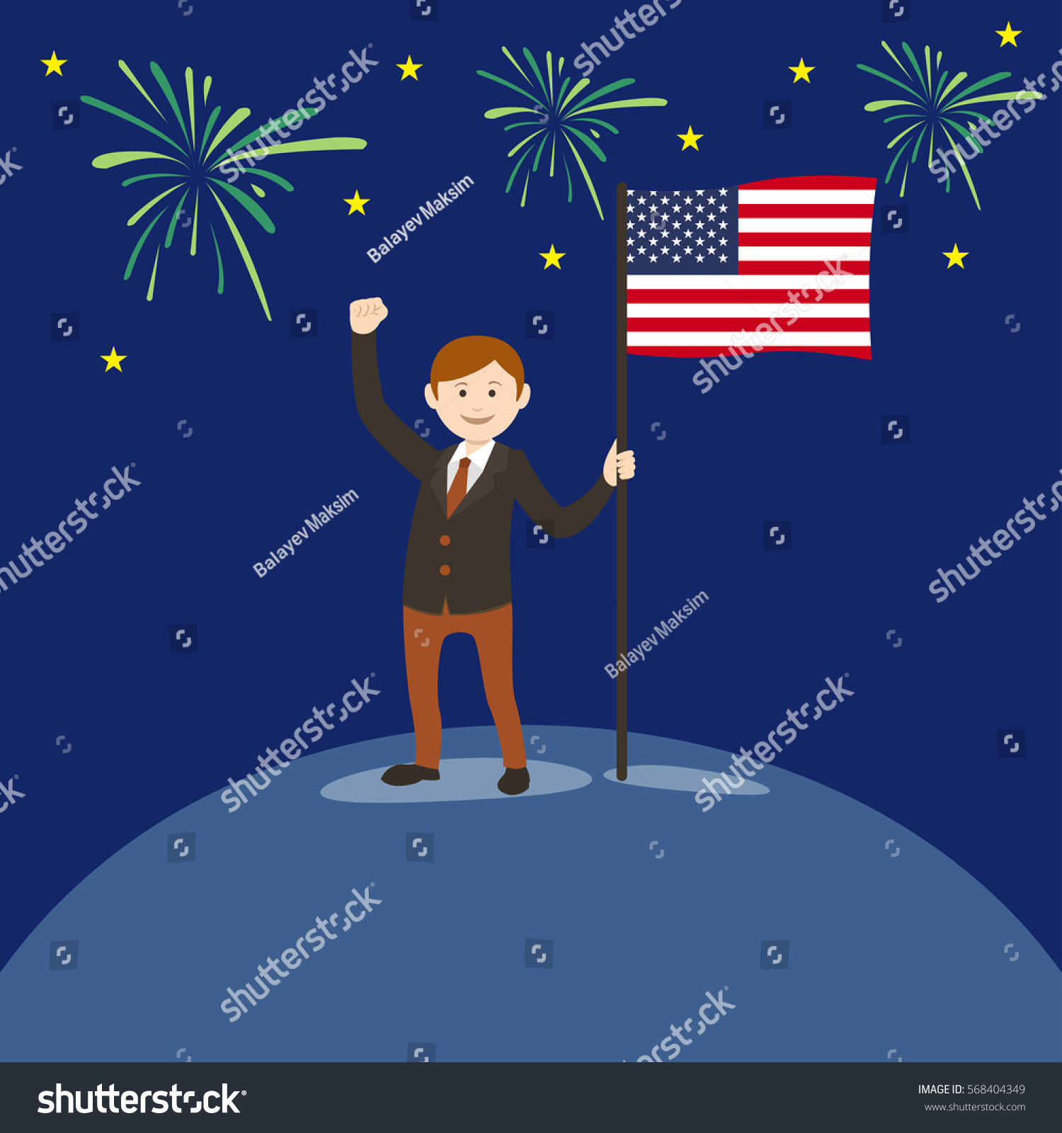 Man Flag Usa Vector Illustration Stock Vector (Royalty Free) 568404349 ...