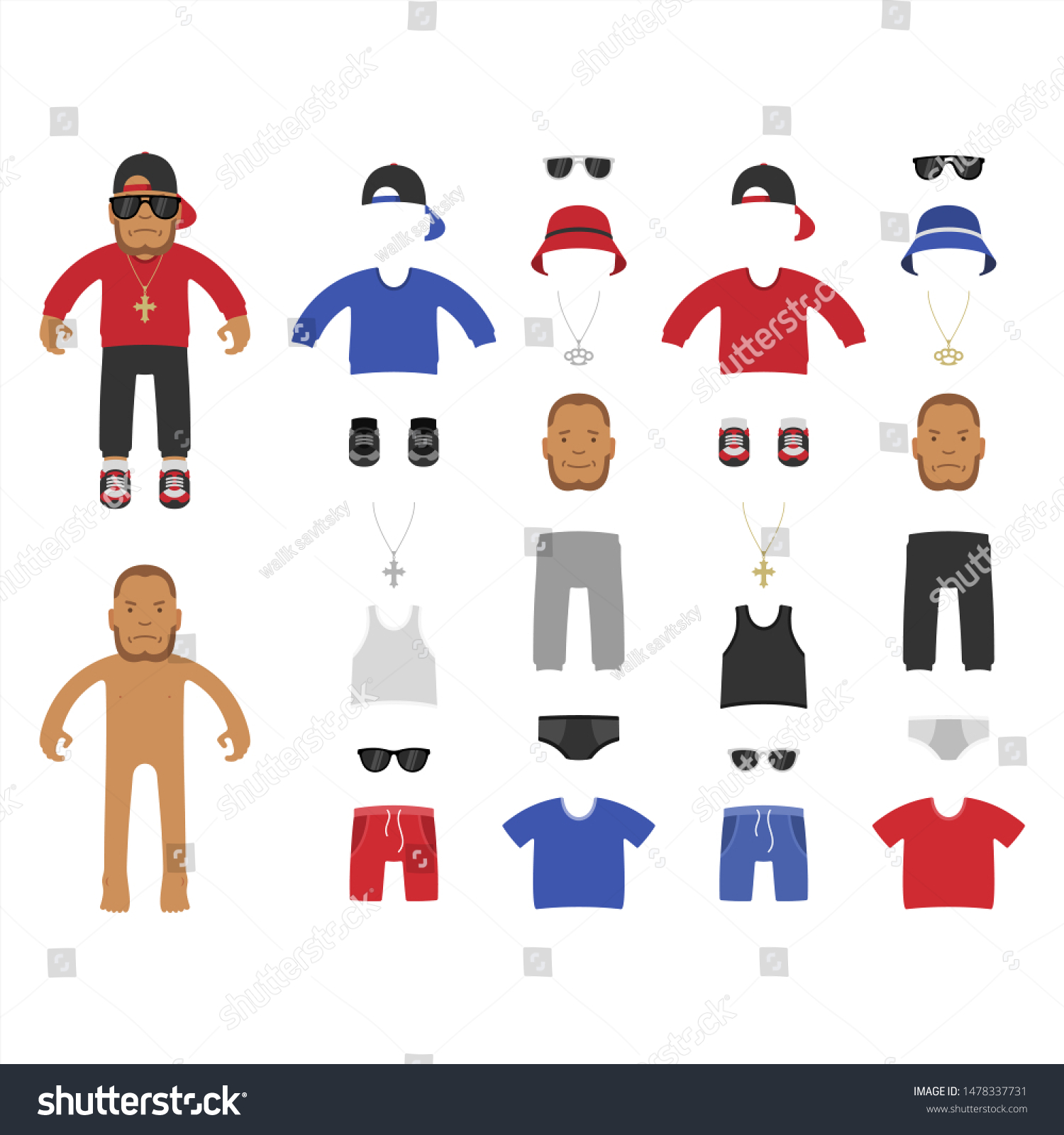 Man Flat Vector Character Different Clothes Stock Vector (Royalty Free ...