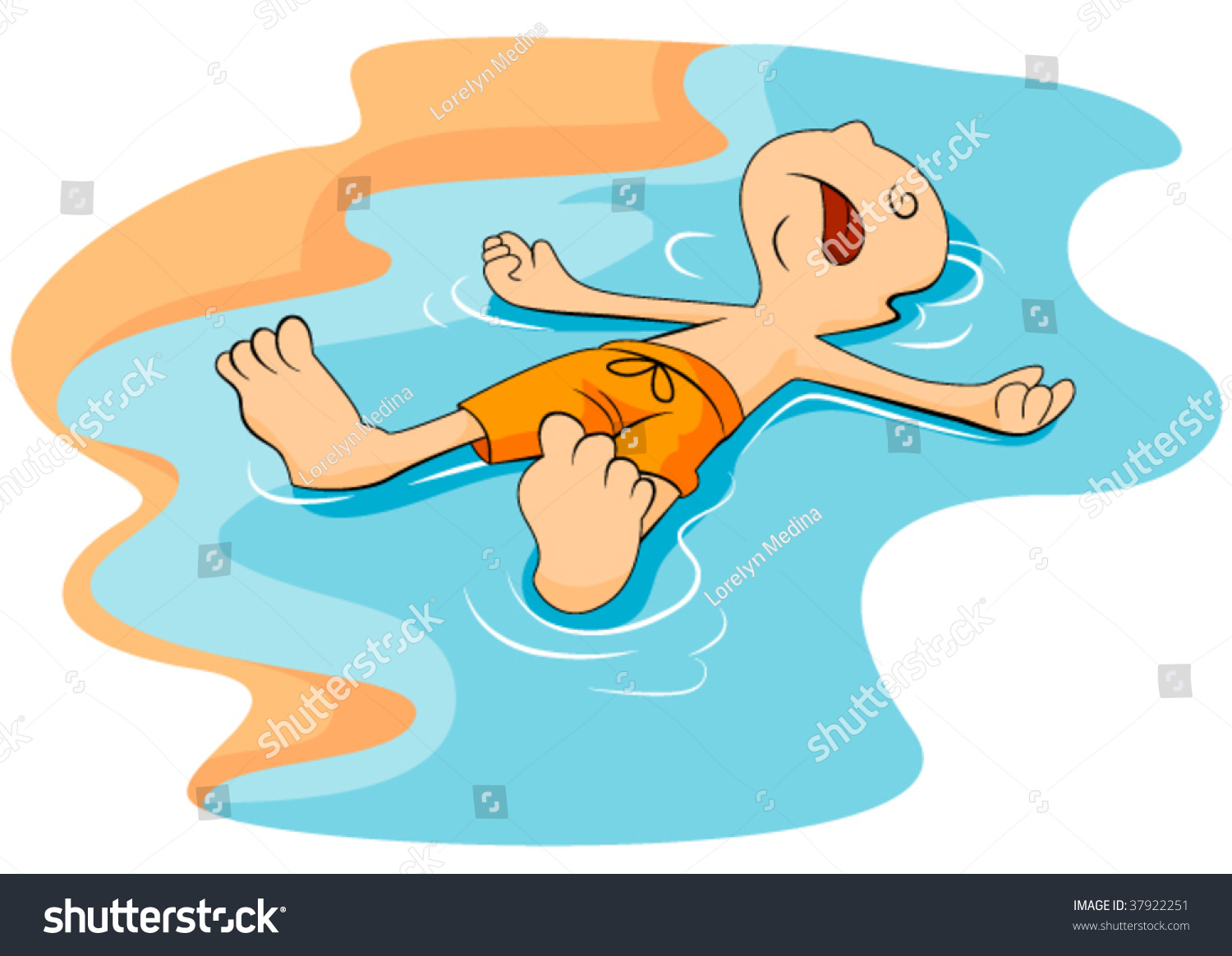 Hombre flotando en el agua -: vector de stock (libre de regalías) 37922251